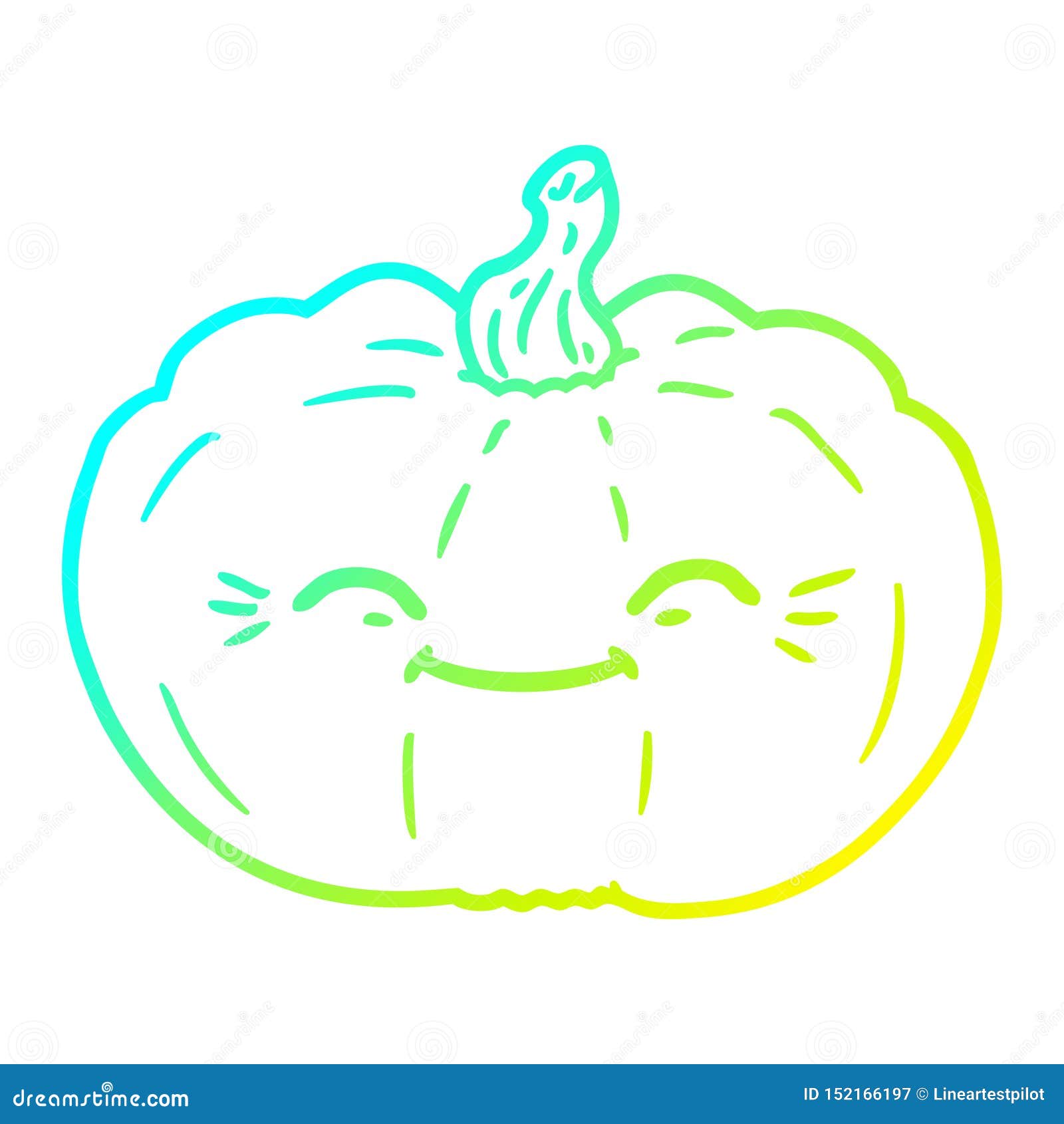 A Creative Cold Gradient Line Drawing Cartoon Pumpkin Stock Vector ...