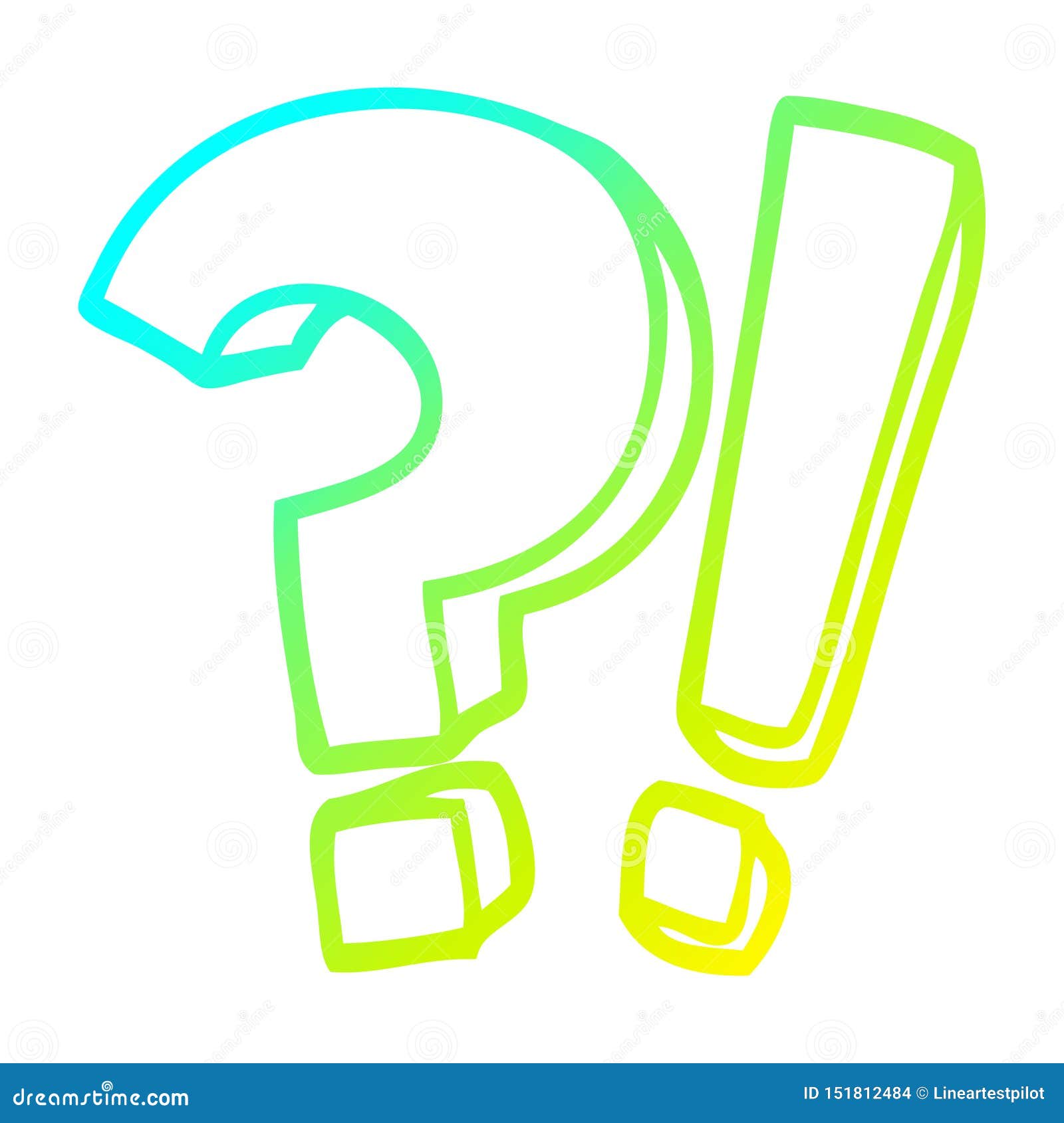 A Creative Cold Gradient Line Drawing Cartoon Question Mark and ...