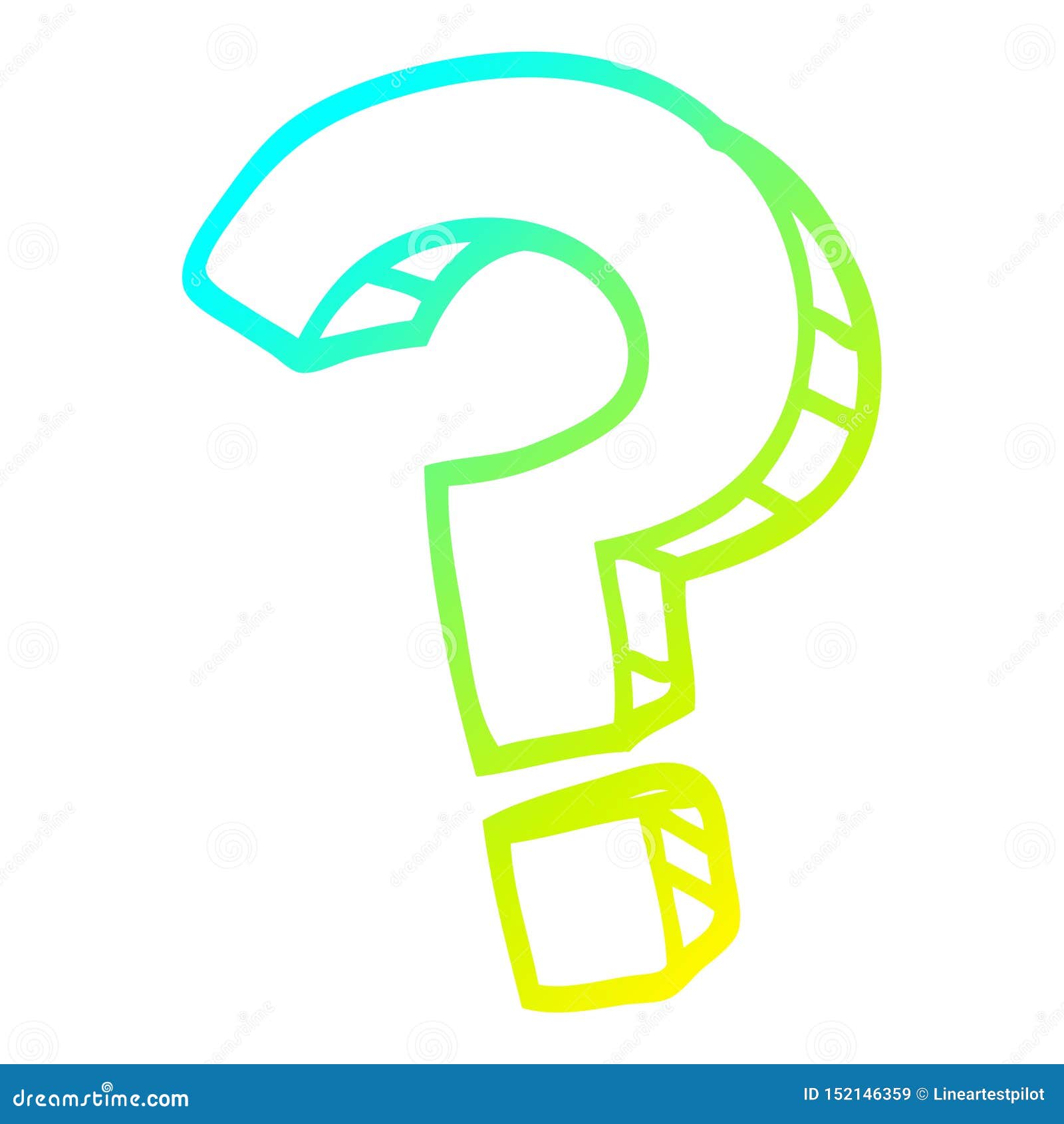 A Creative Cold Gradient Line Drawing Cartoon Question Mark Stock ...