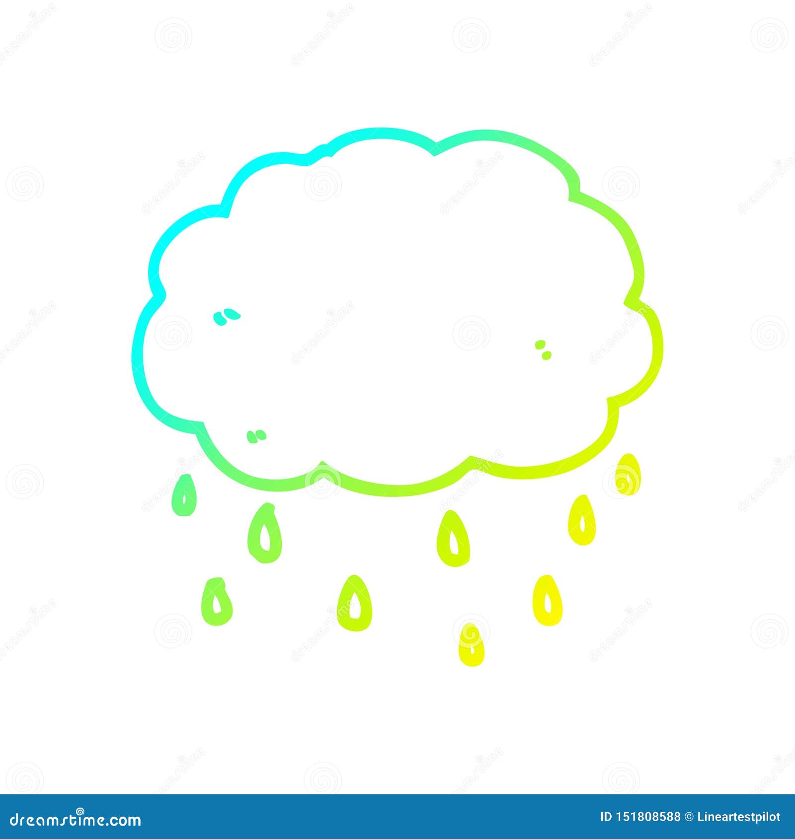 A Creative Cold Gradient Line Drawing Cartoon Rain Cloud Stock Vector ...