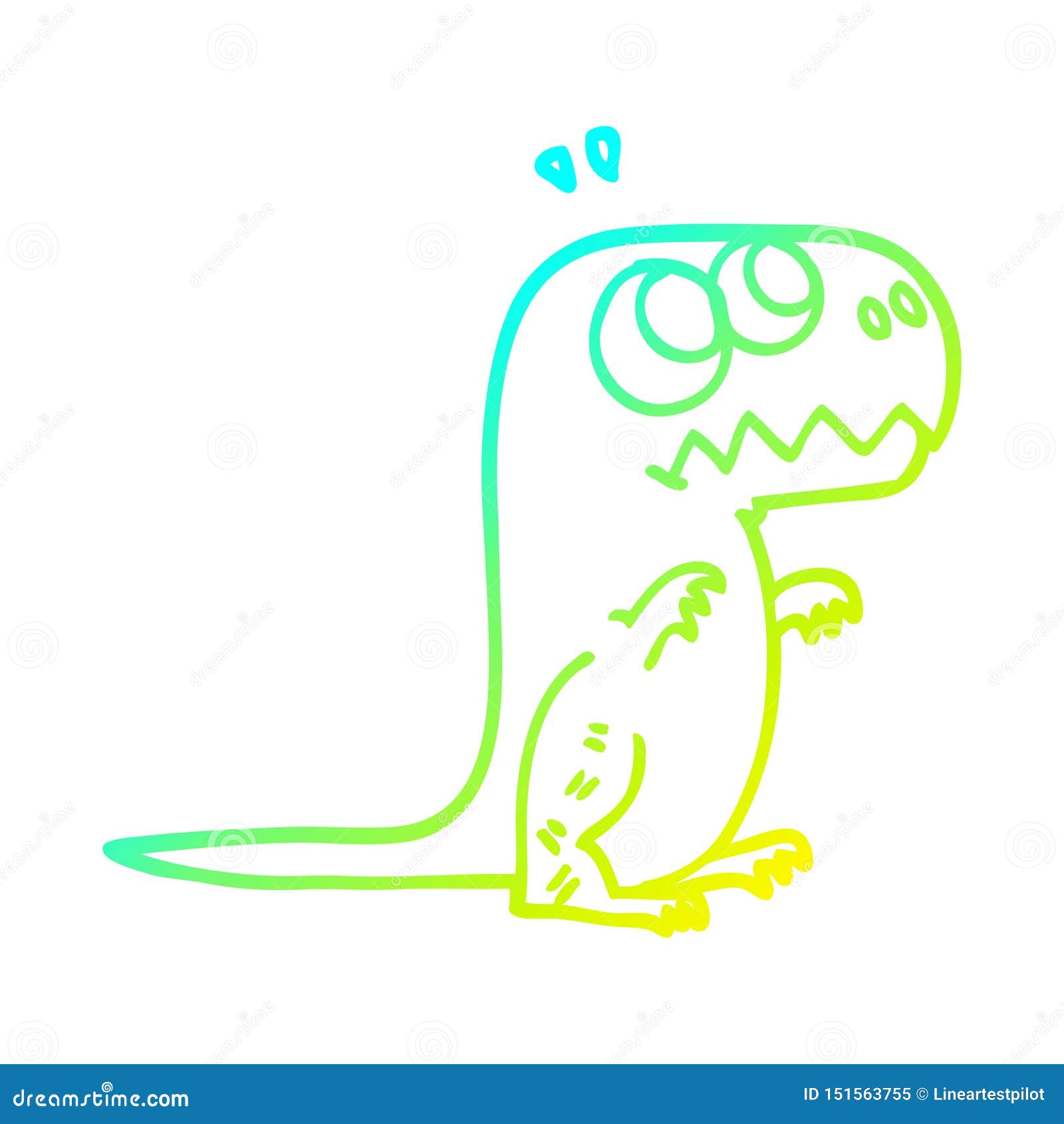 A Creative Cold Gradient Line Drawing Cartoon Roaring T Rex Stock ...