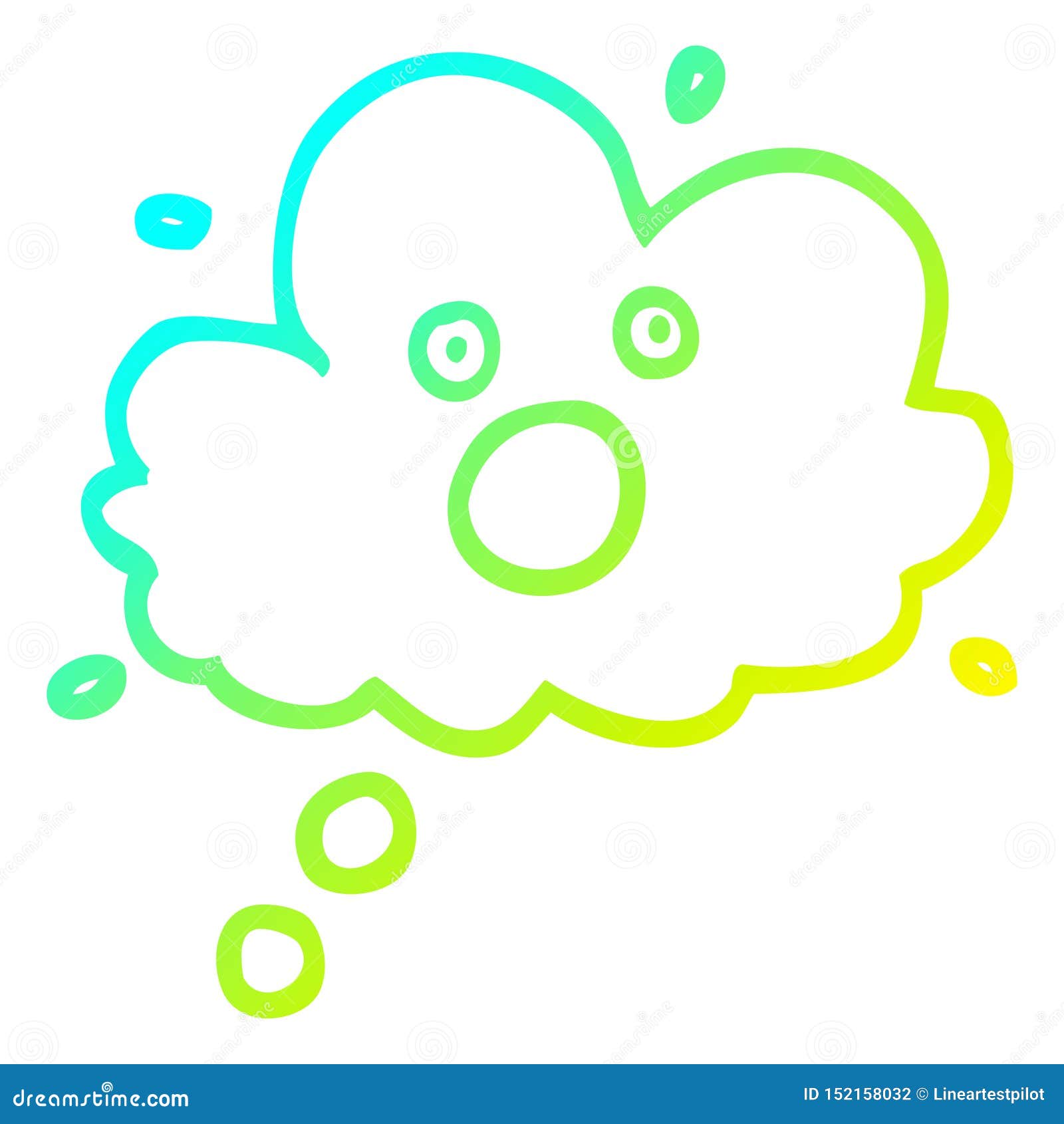 A Creative Cold Gradient Line Drawing Cartoon Screaming Thought Cloud ...