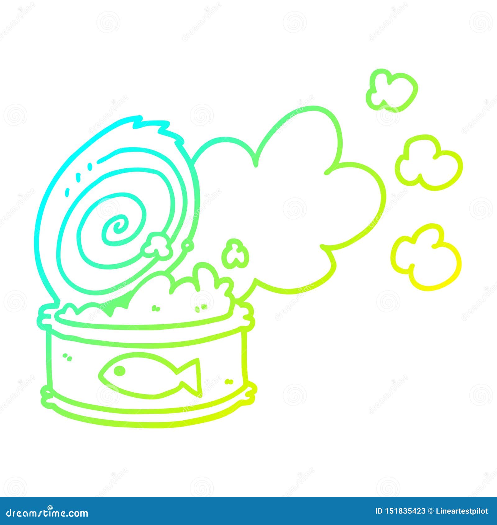 A Creative Cold Gradient Line Drawing Cartoon Smelly Can of Fish Stock ...