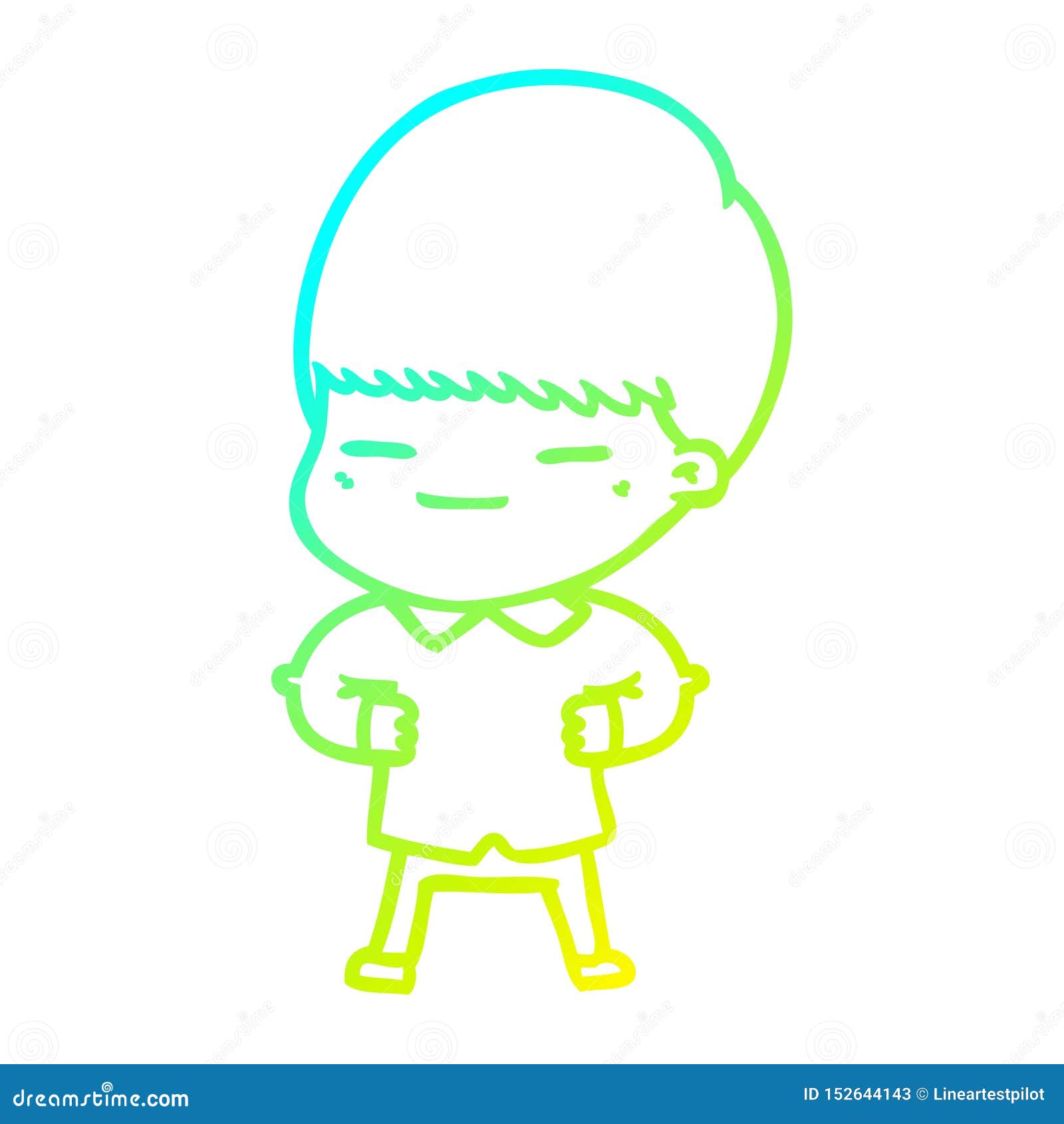 A Creative Cold Gradient Line Drawing Cartoon Smug Boy Stock Vector ...