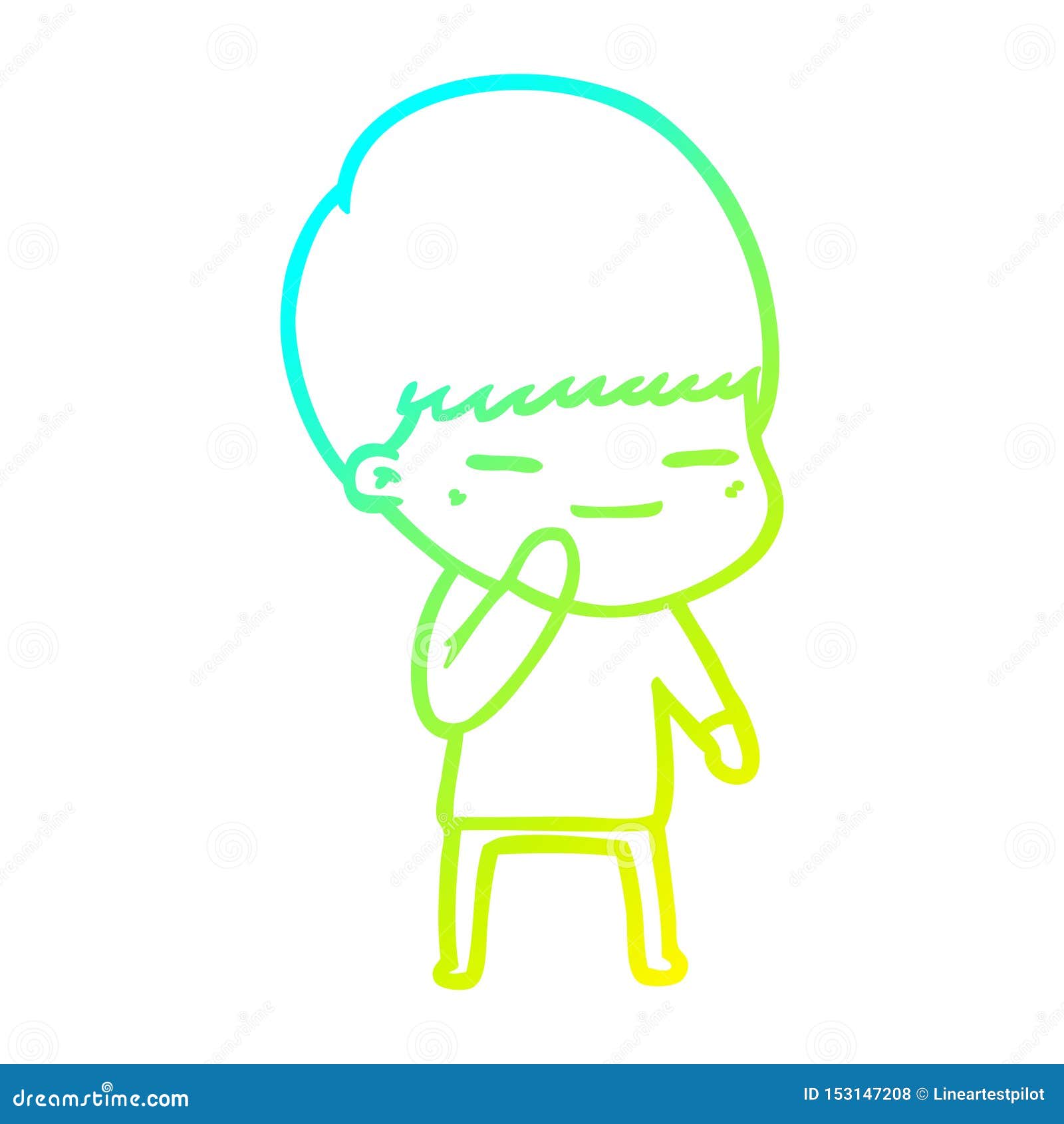 A Creative Cold Gradient Line Drawing Cartoon Smug Boy Stock Vector ...