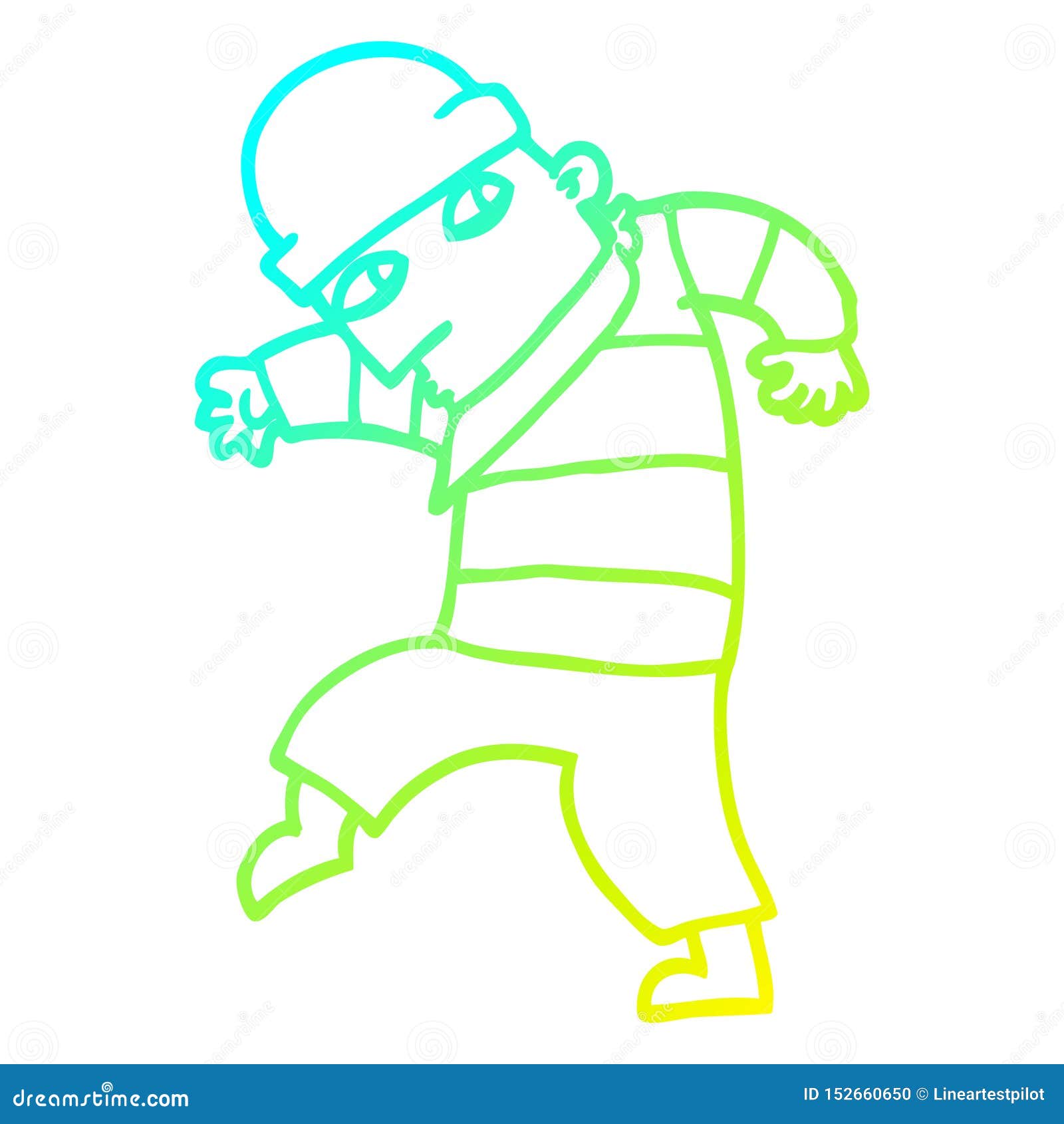 A Creative Cold Gradient Line Drawing Cartoon Sneaking Thief Stock ...