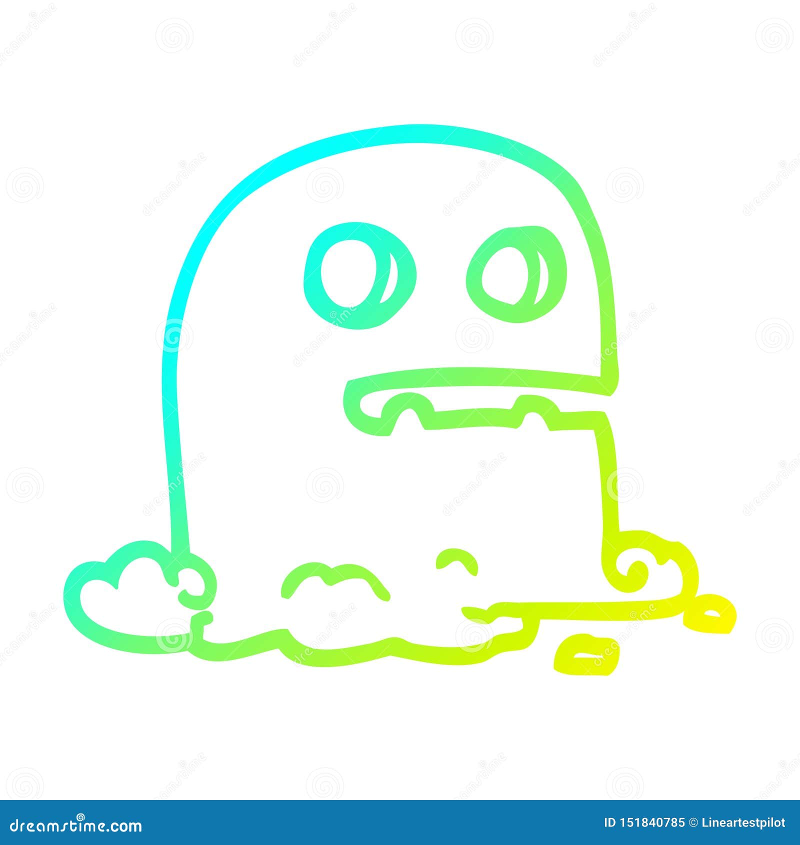 A Creative Cold Gradient Line Drawing Cartoon Spooky Ghost Stock Vector ...