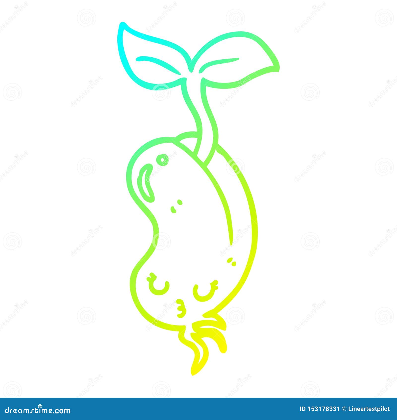 A Creative Cold Gradient Line Drawing Cartoon Sprouting Bean Stock ...