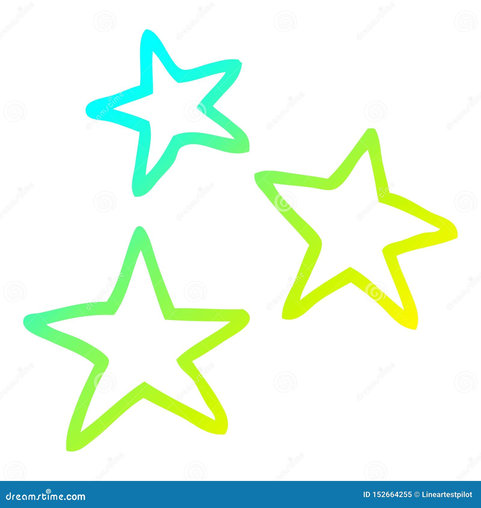 A Creative Cold Gradient Line Drawing Cartoon Star Symbols Stock Vector ...