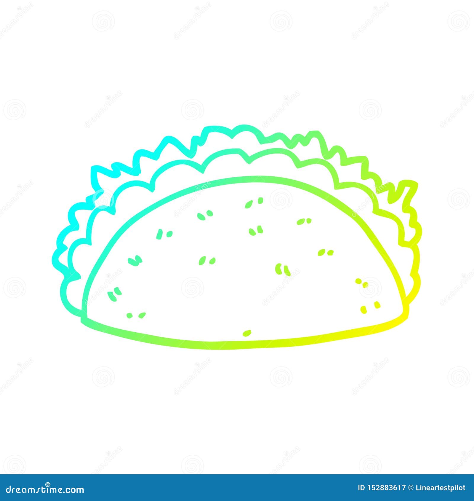 A Creative Cold Gradient Line Drawing Cartoon Taco Stock Vector ...