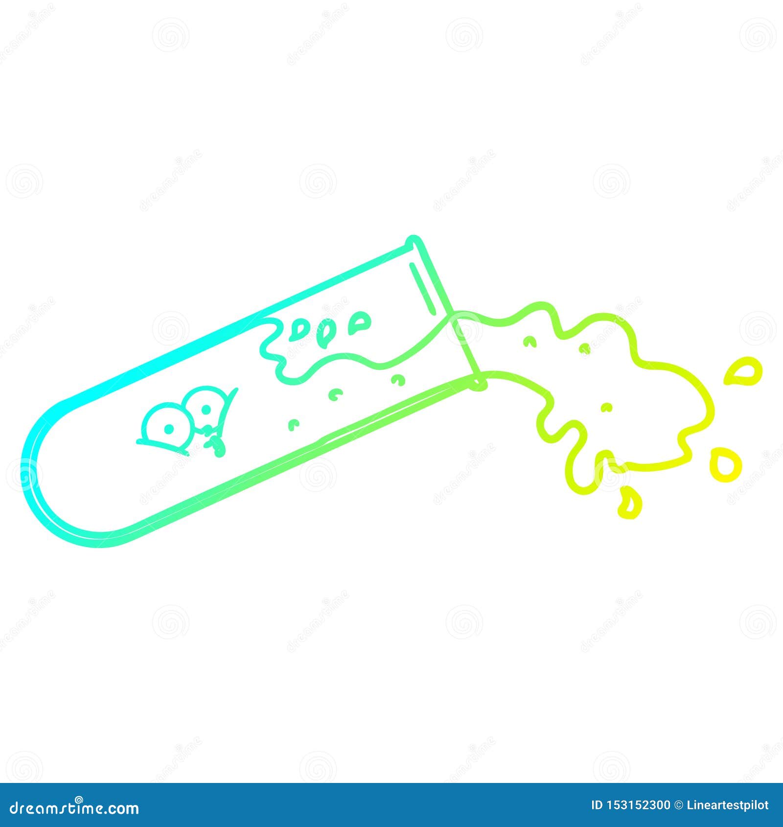 A Creative Cold Gradient Line Drawing Cartoon Test Tube Spilling Stock ...