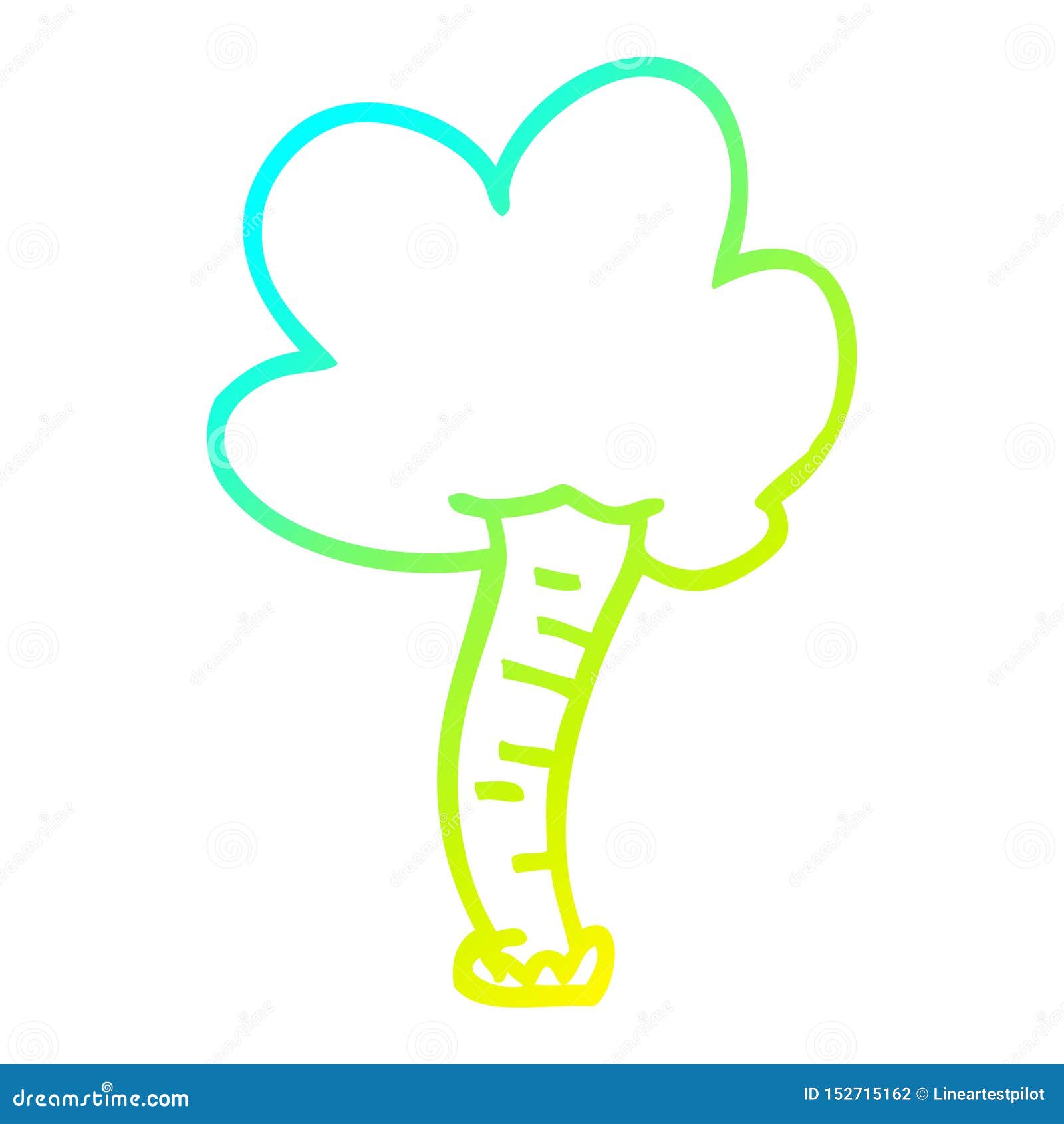 A Creative Cold Gradient Line Drawing Cartoon Tree Stock Vector ...