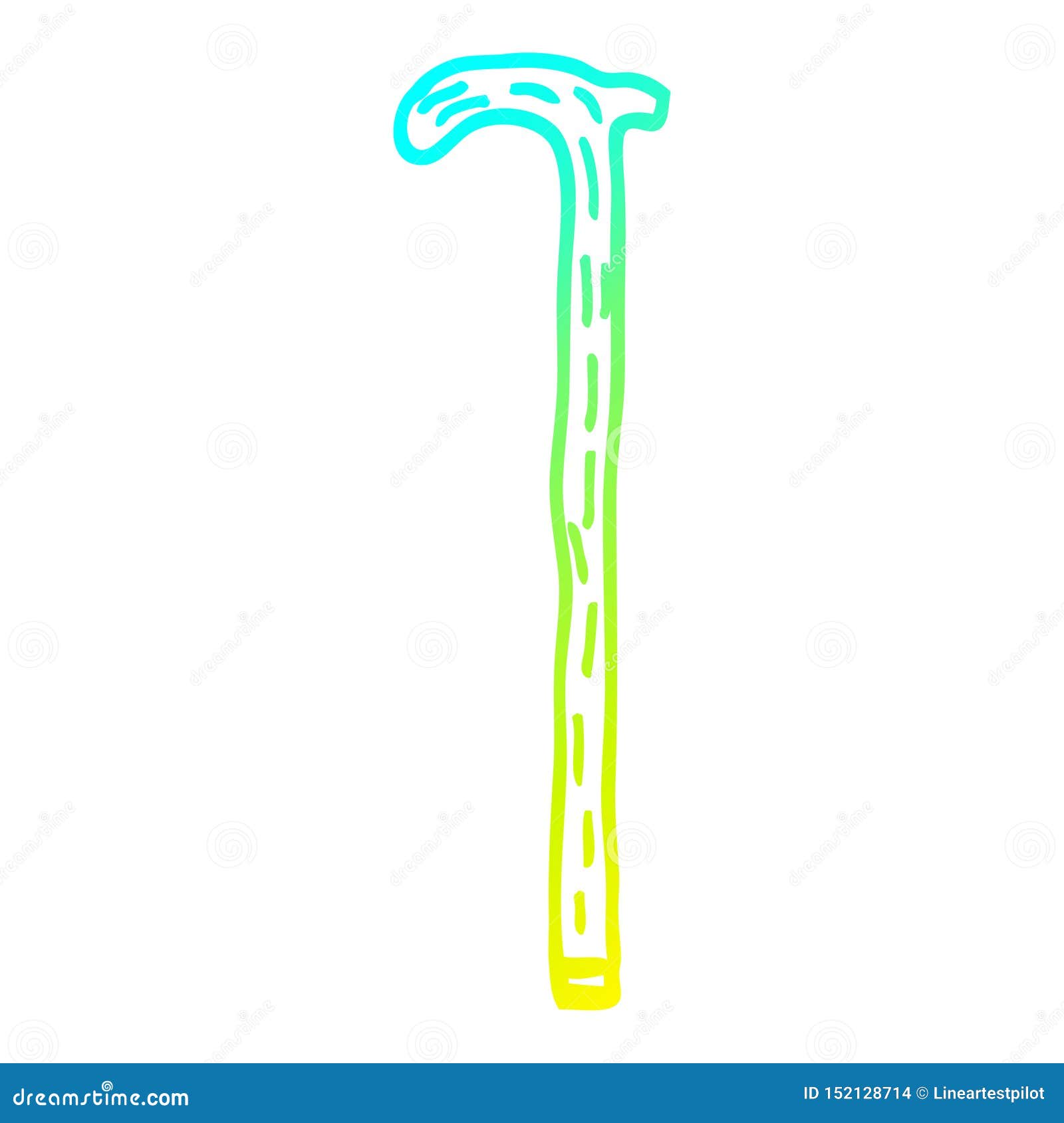 A Creative Cold Gradient Line Drawing Cartoon Walking Stick Stock ...