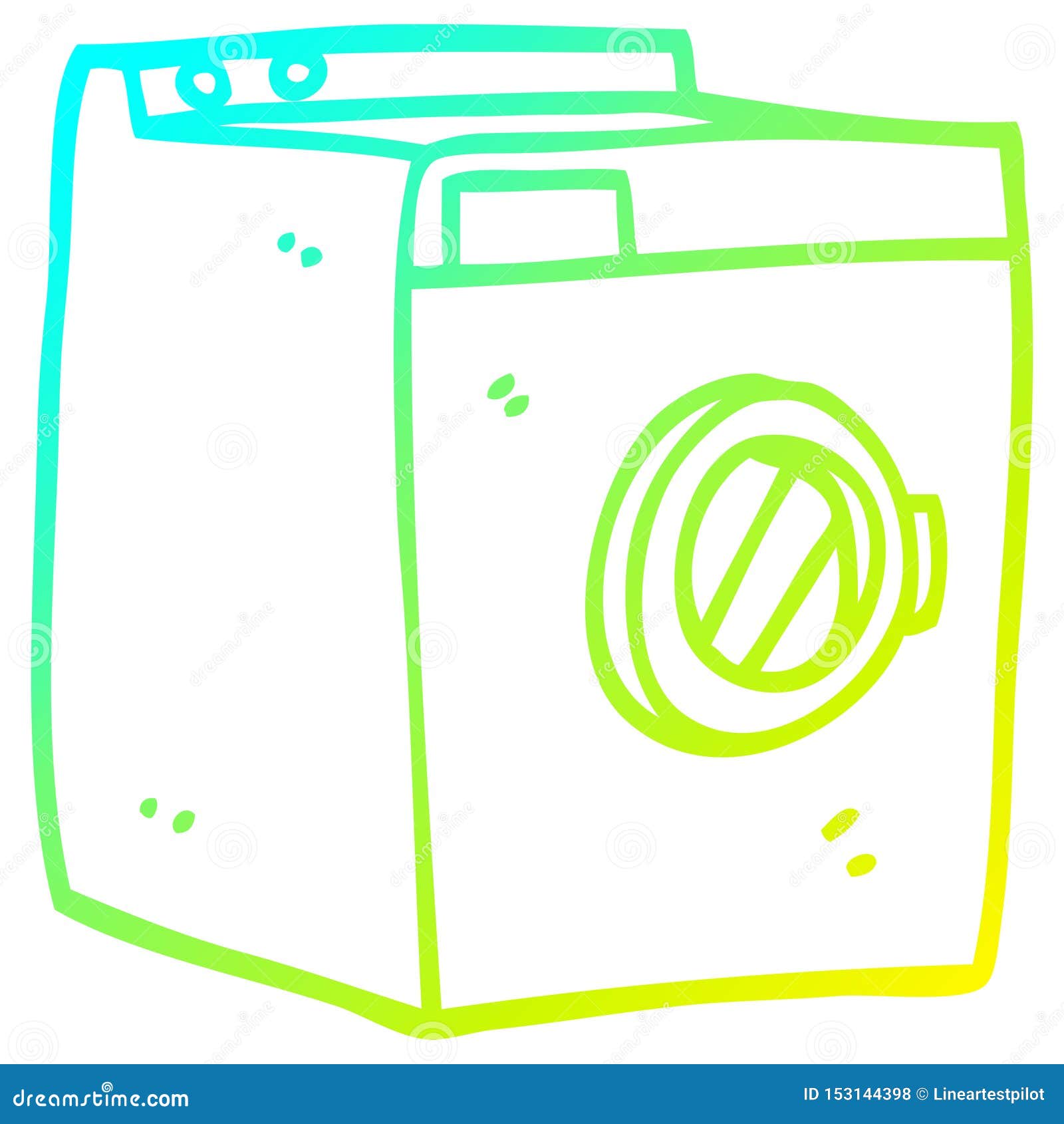 A Creative Cold Gradient Line Drawing Cartoon Washing Machine Stock ...