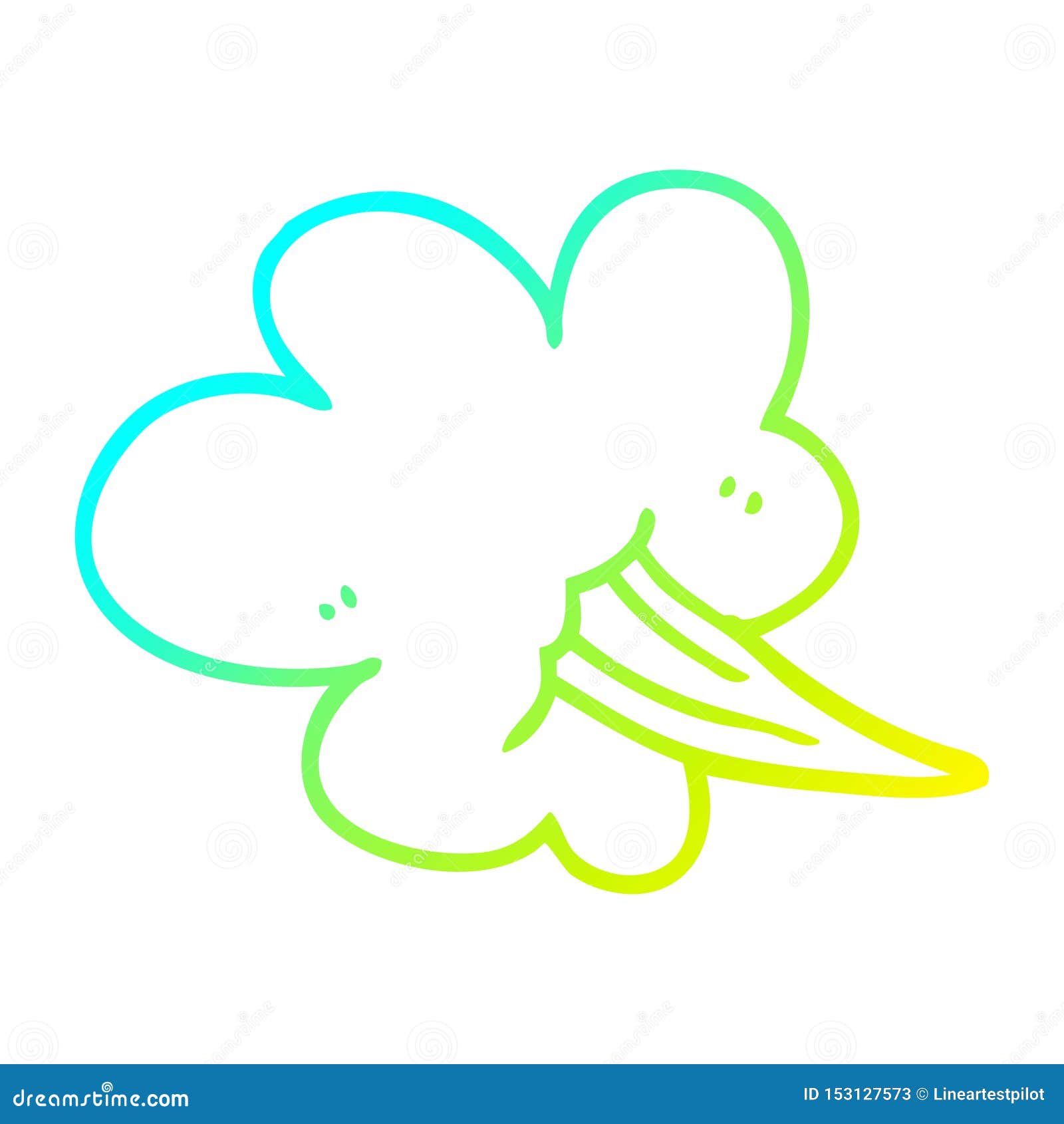 A Creative Cold Gradient Line Drawing Cartoon Whooshing Cloud Stock ...