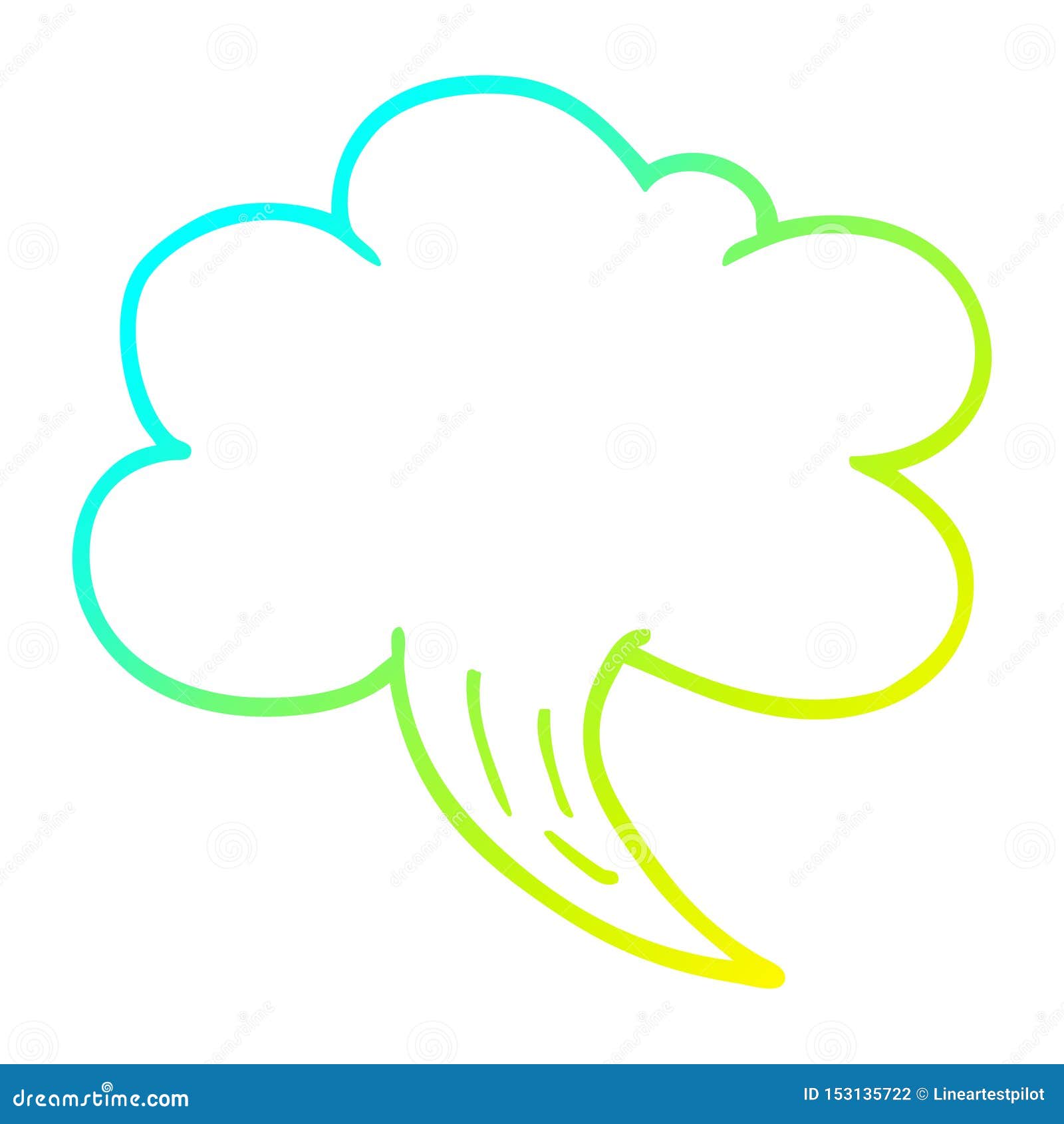 A Creative Cold Gradient Line Drawing Cartoon Whooshing Cloud Stock ...
