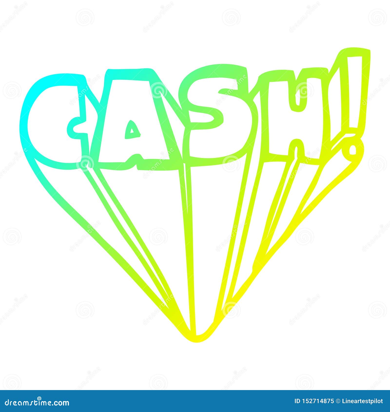 A Creative Cold Gradient Line Drawing Cartoon Word Cash Stock Vector ...