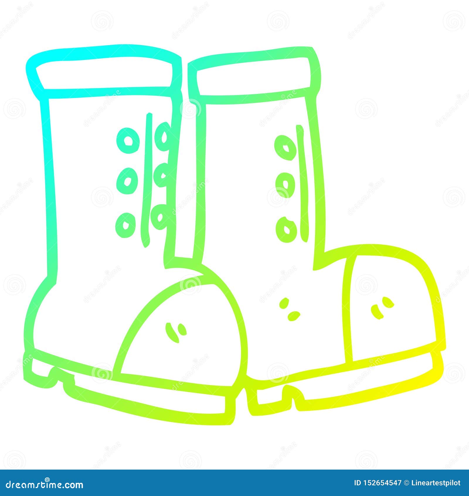 A Creative Cold Gradient Line Drawing Cartoon Work Boots Stock Vector ...