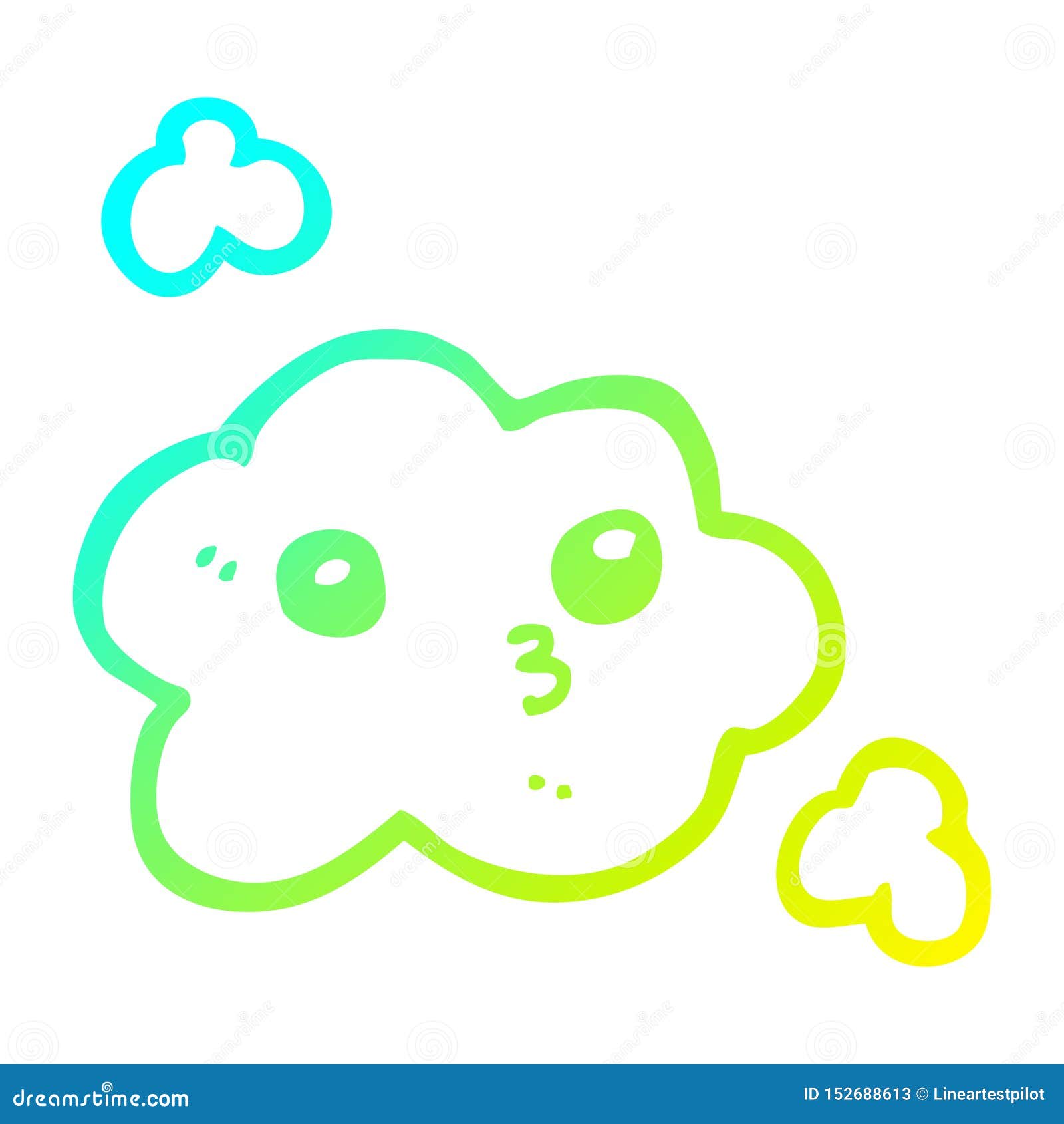 A Creative Cold Gradient Line Drawing Cute Cartoon Cloud Stock Vector ...