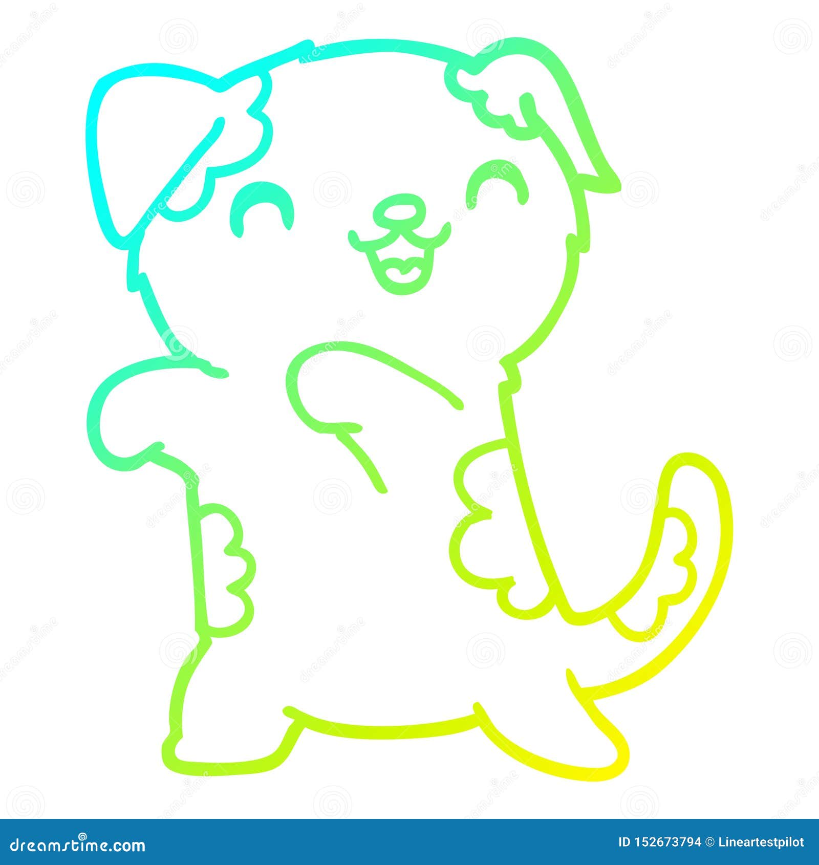 A Creative Cold Gradient Line Drawing Cute Cartoon Puppy Stock Vector ...