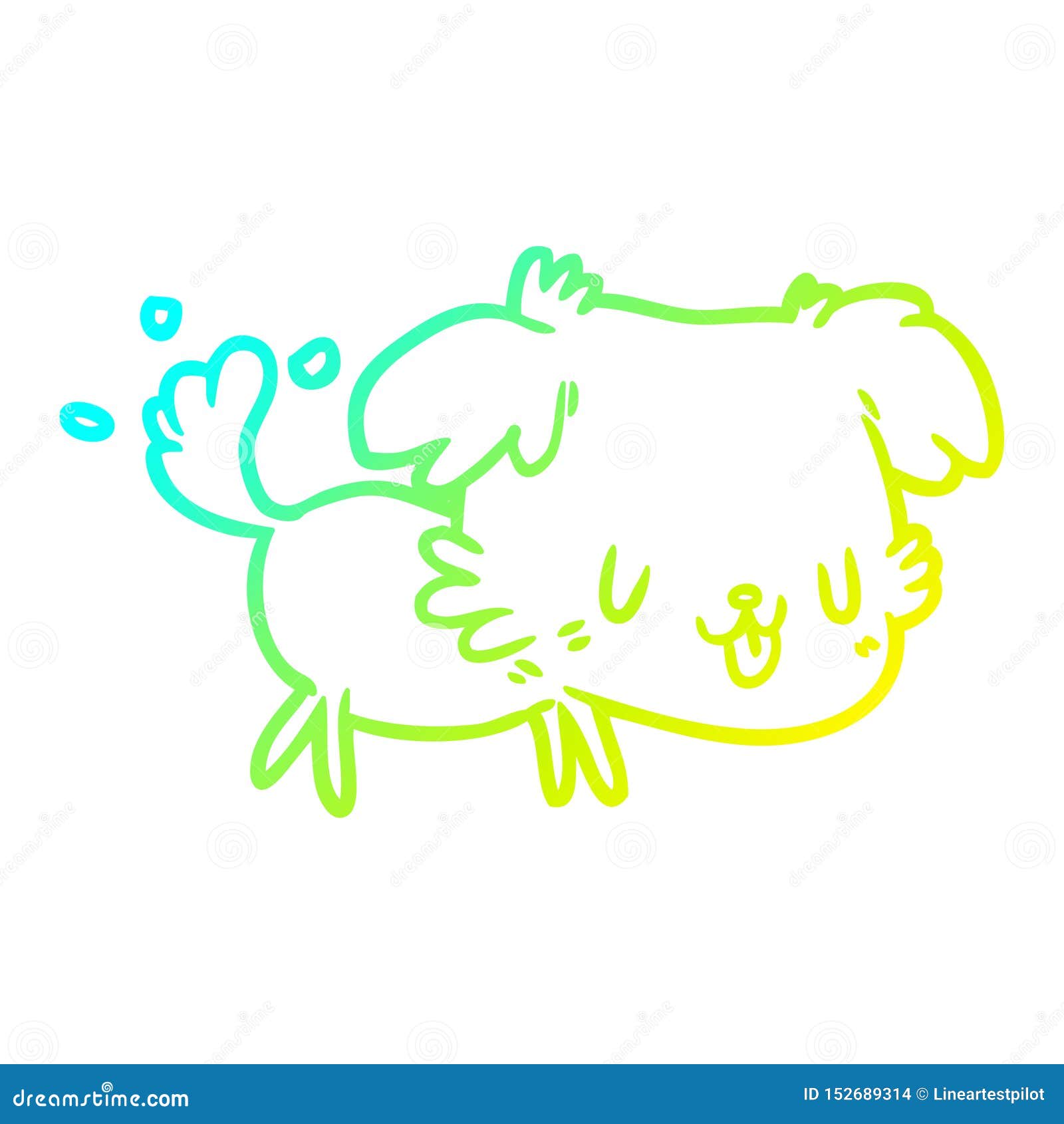 A Creative Cold Gradient Line Drawing Cute Dog Wagging Tail Stock ...