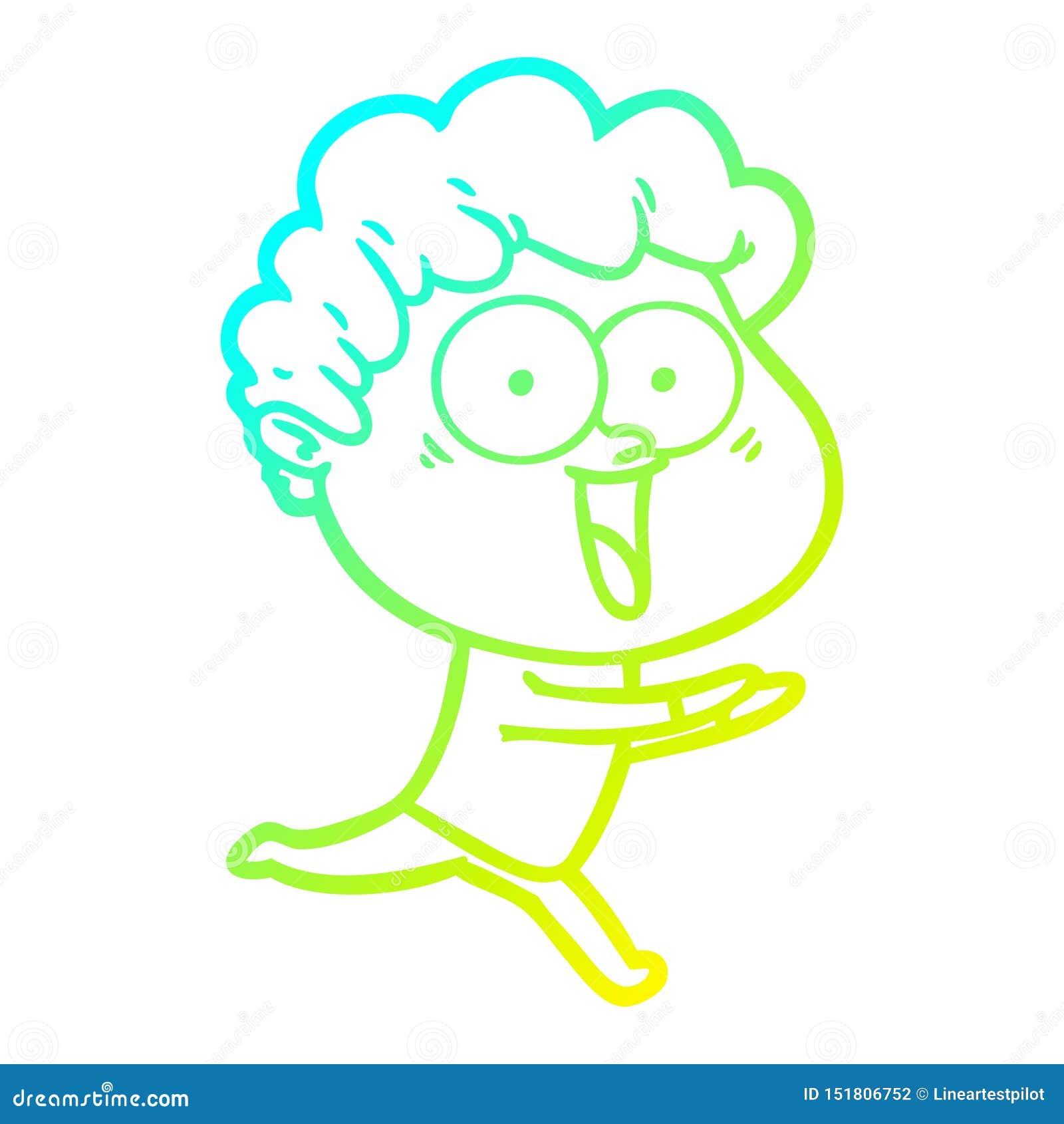 A Creative Cold Gradient Line Drawing Excited Man Cartoon Stock Vector ...