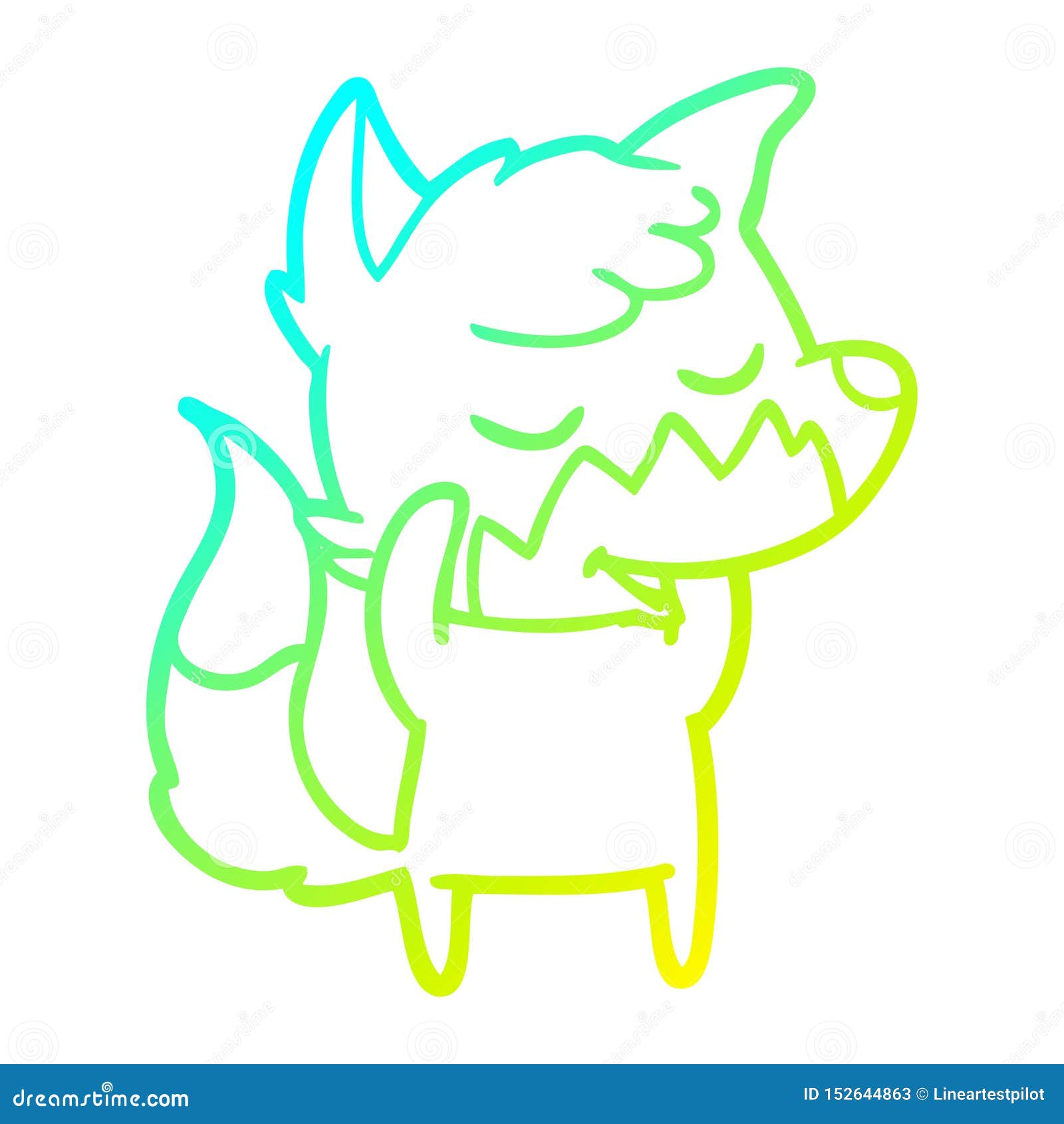 A Creative Cold Gradient Line Drawing Friendly Cartoon Fox Stock Vector ...
