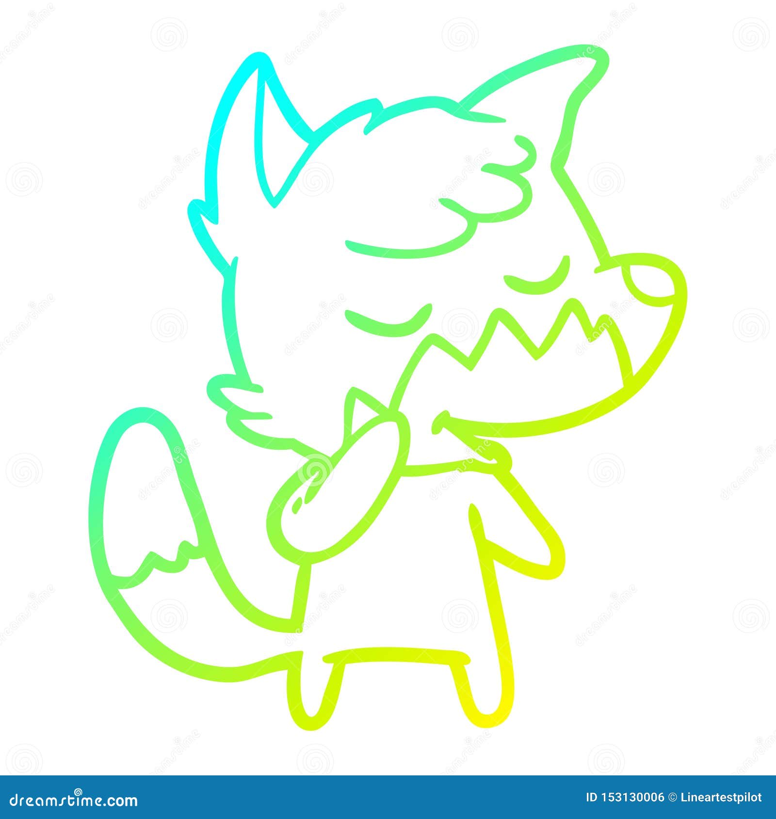 A Creative Cold Gradient Line Drawing Friendly Cartoon Fox Stock Vector ...