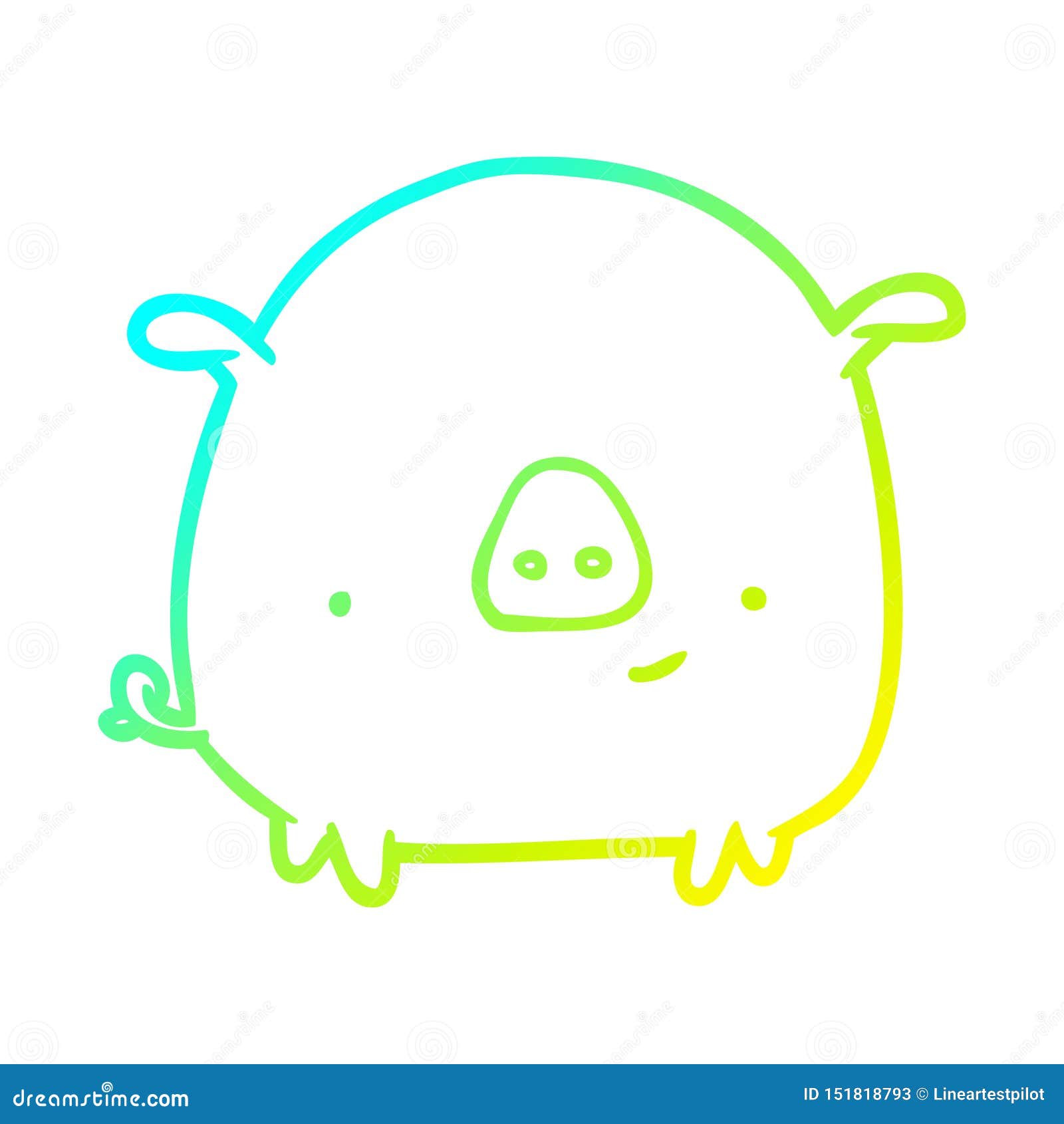 A Creative Cold Gradient Line Drawing Happy Pig Stock Vector ...