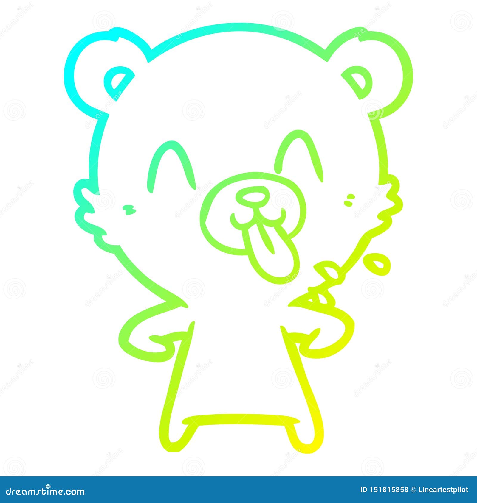 A Creative Cold Gradient Line Drawing Rude Cartoon Bear Stock Vector ...