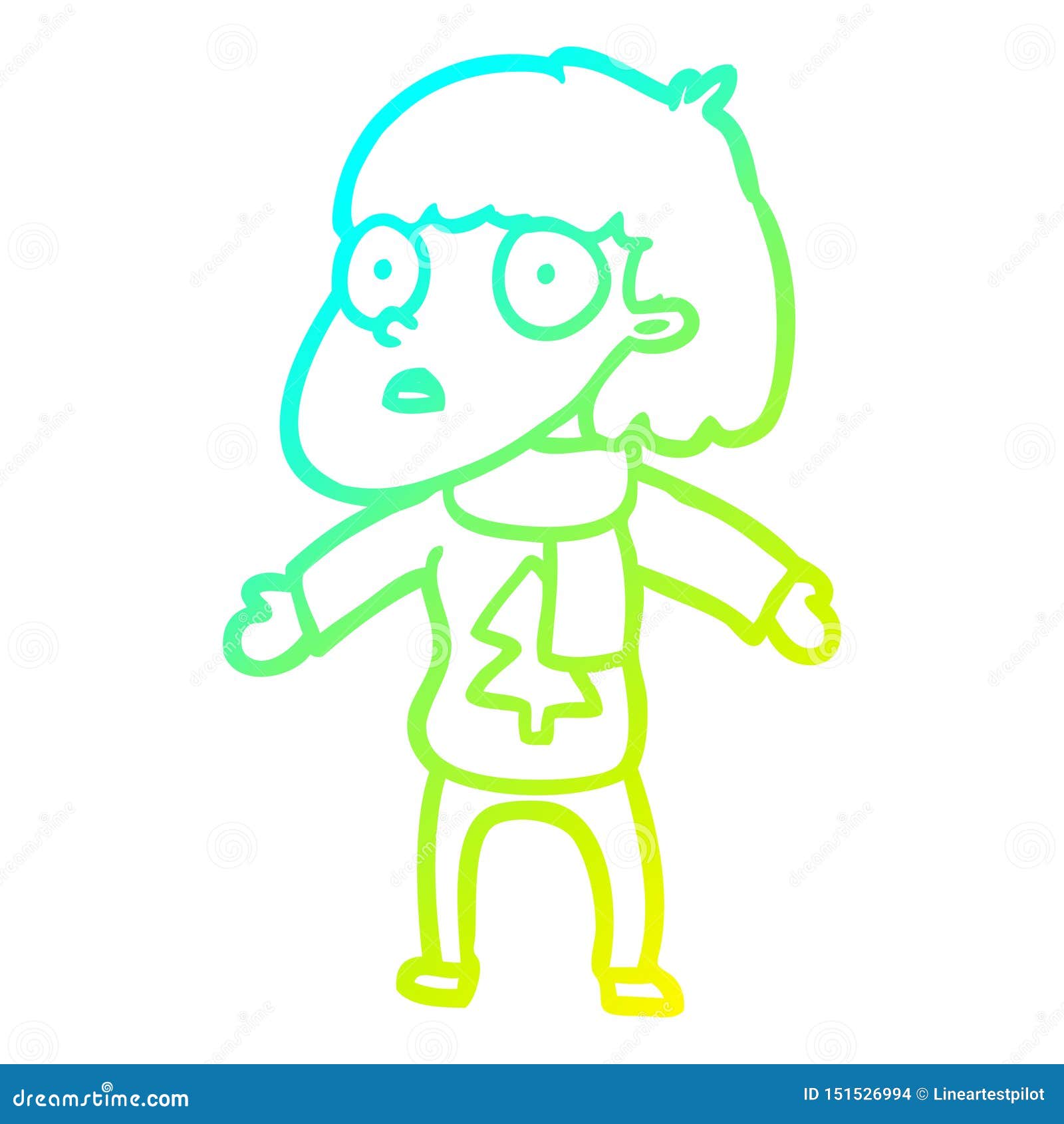 A Creative Cold Gradient Line Drawing Surprised Christmas Person Stock ...