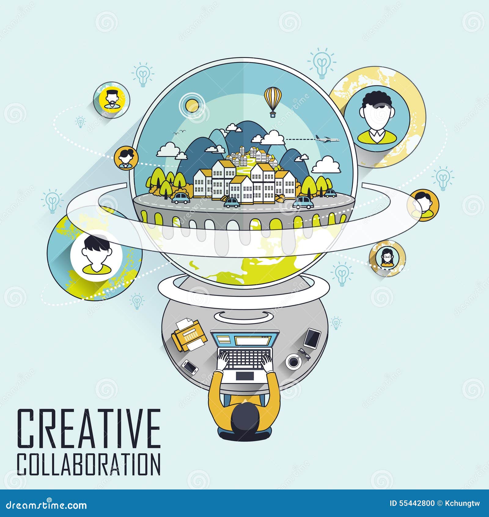 Creative collaboration stock vector. Illustration of flat - 55442800
