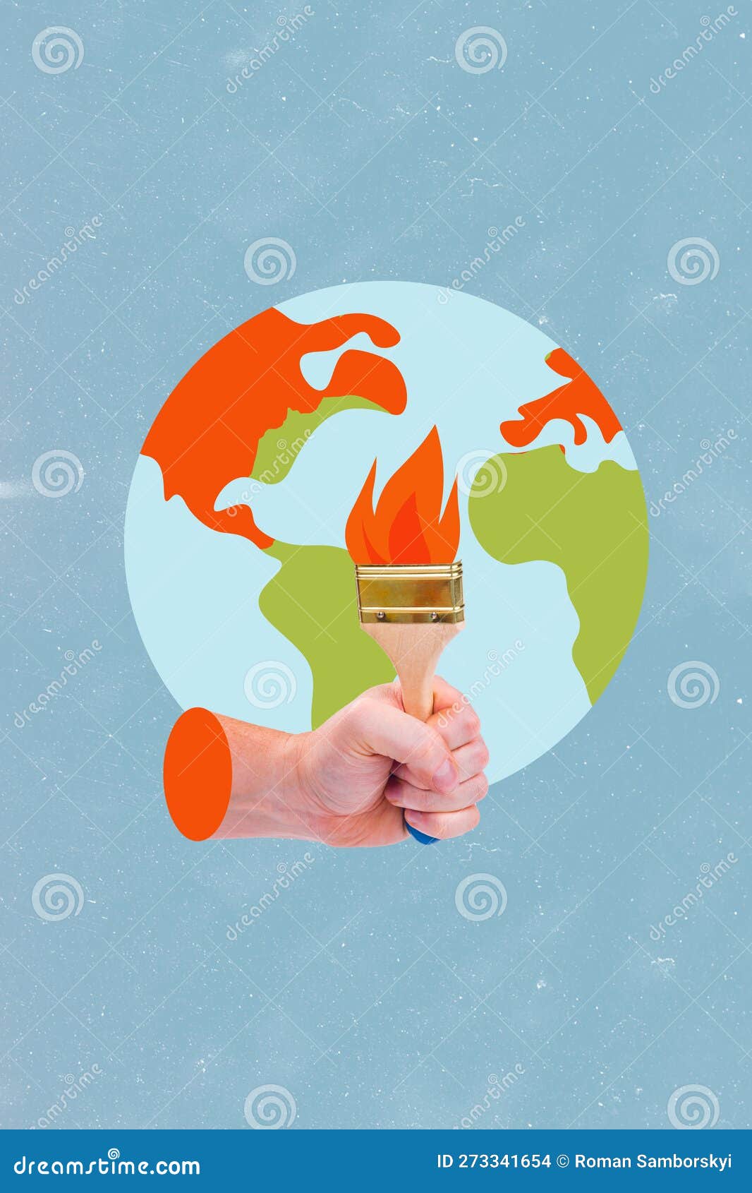 Creative Collage Advertisement Ecological Problem Concept Burning ...