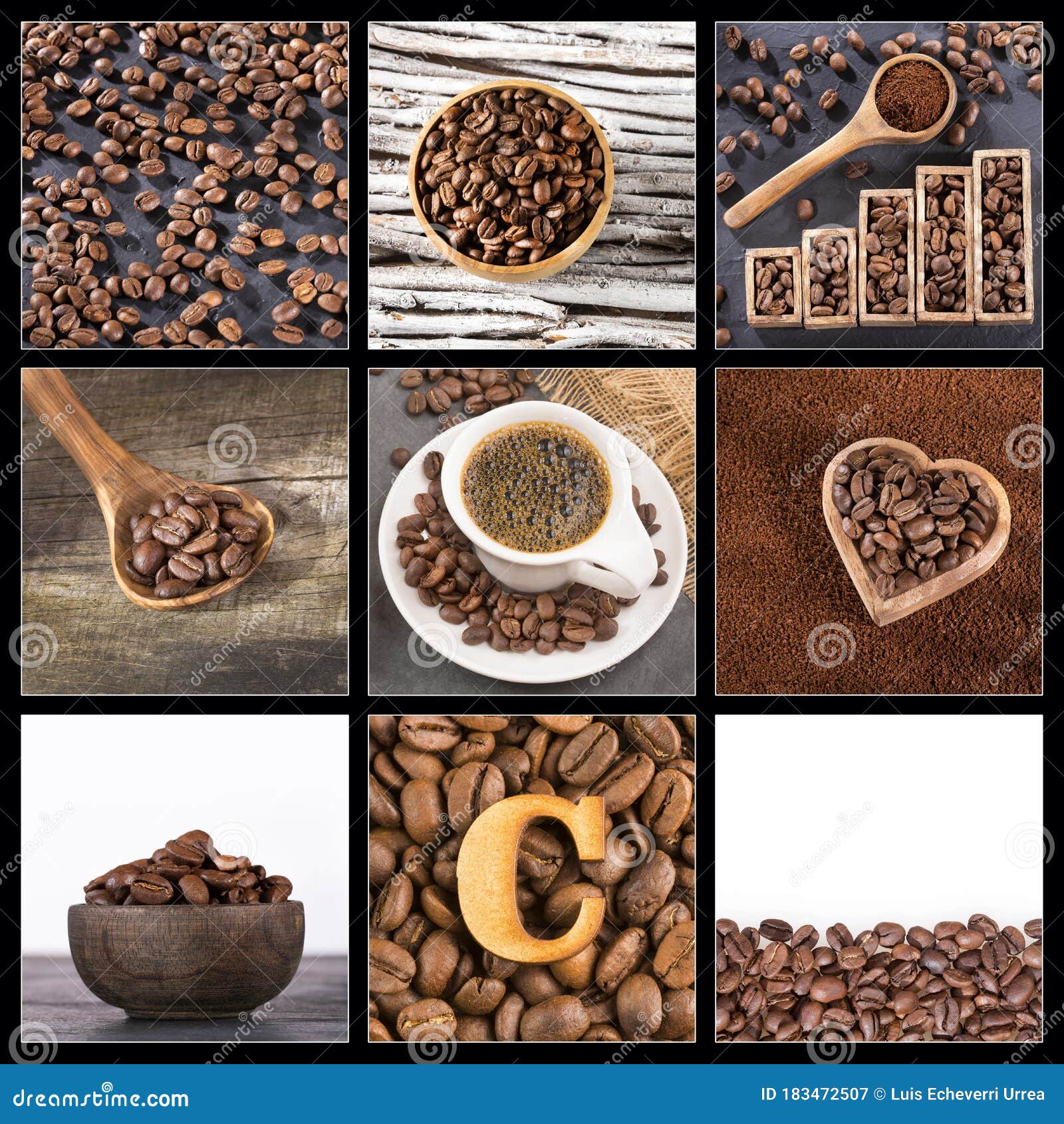 Creative Collage of Coffee Beans Images - Coffea Stock Image - Image of ...