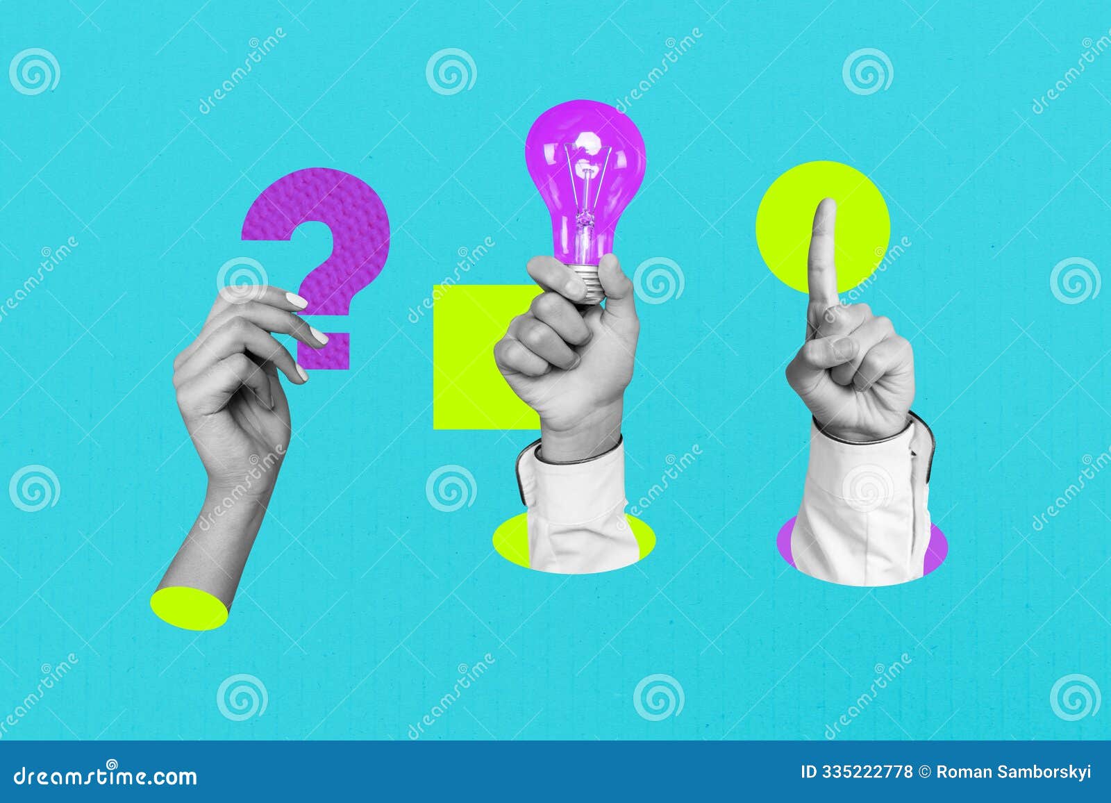 Creative Collage 3d Hands Body Fragments Question Mark Ask Why Find ...