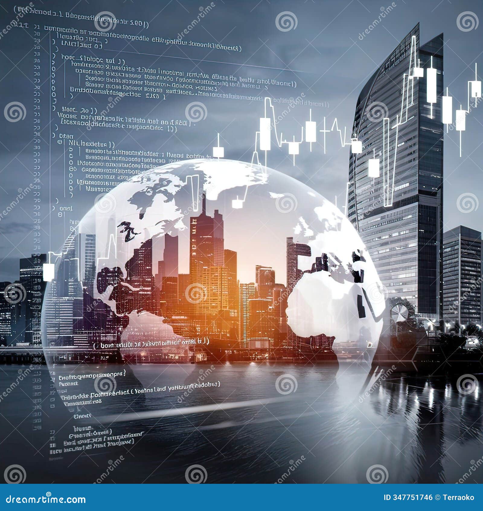 Creative Collage Depicting Finance and the World with Digital Software ...