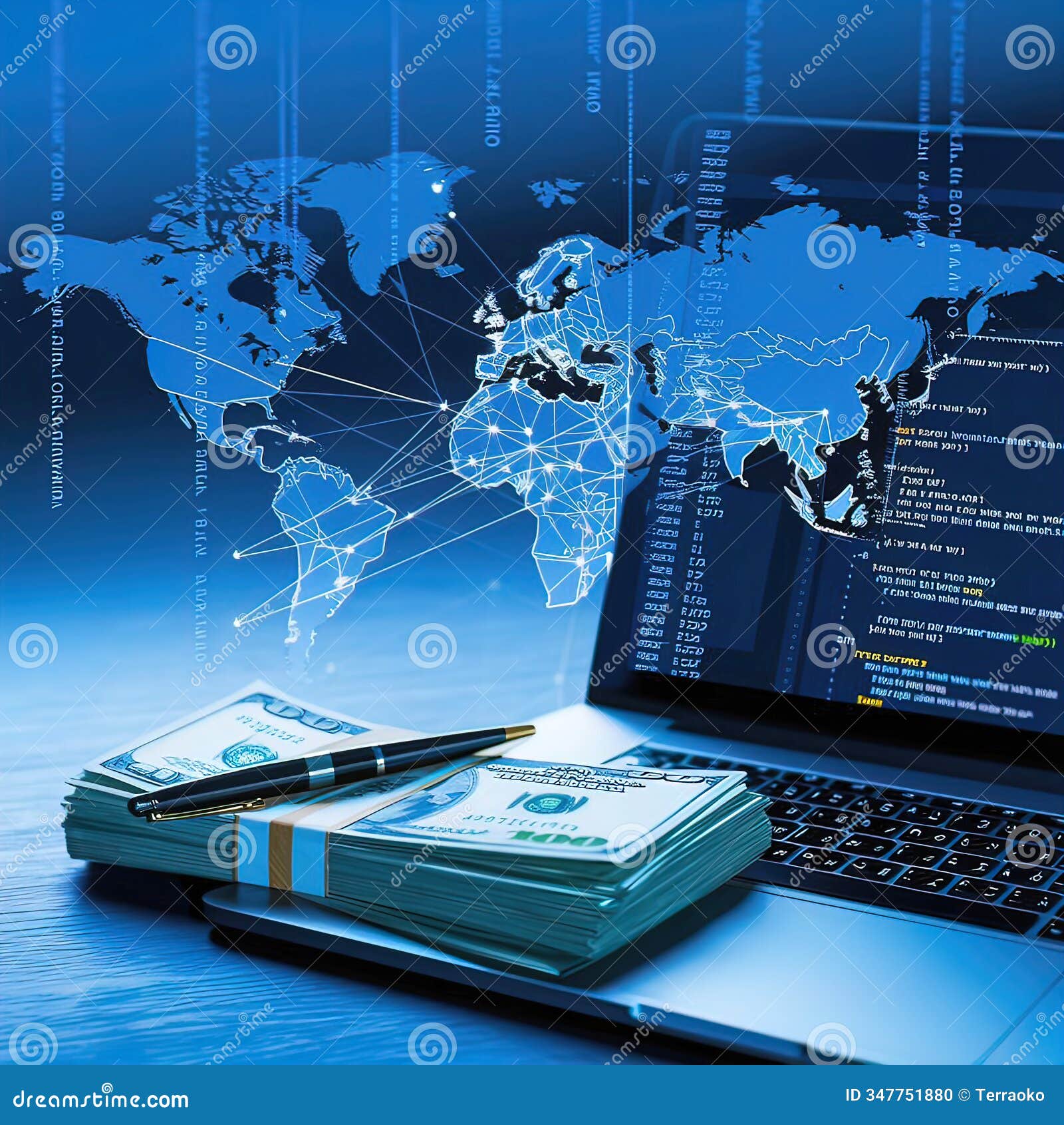 Creative Collage Depicting Finance and the World with Digital Software ...