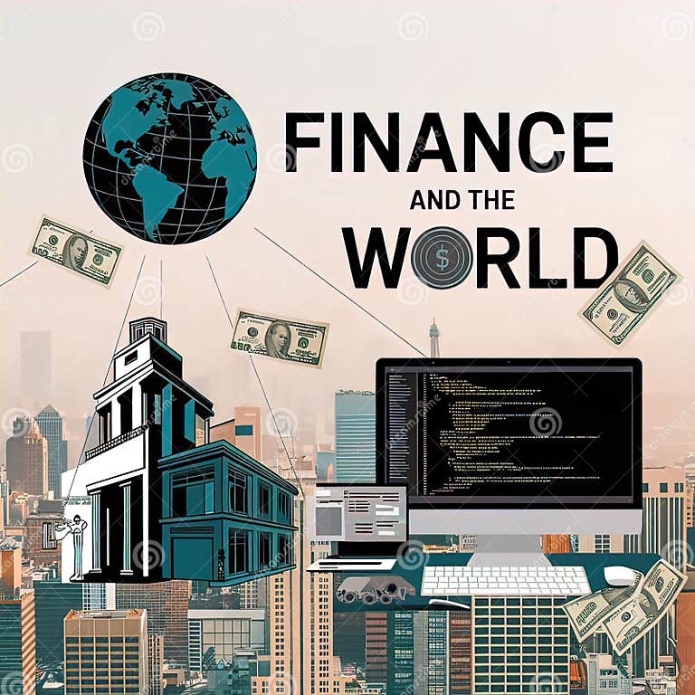 Creative Collage Depicting Finance and the World with Digital Software ...