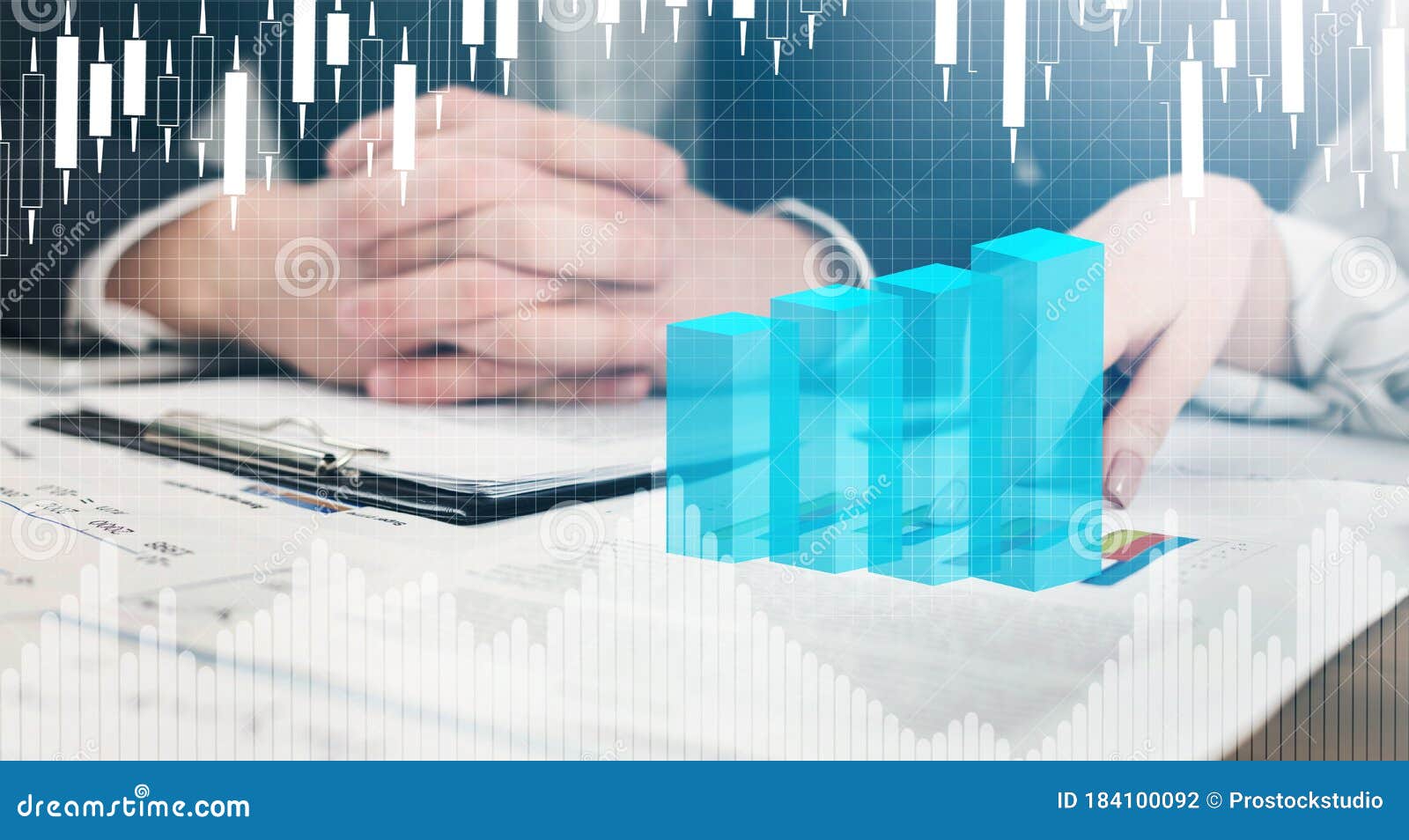 Creative Collage of Economic Graphs on Virtual Screen and Business ...