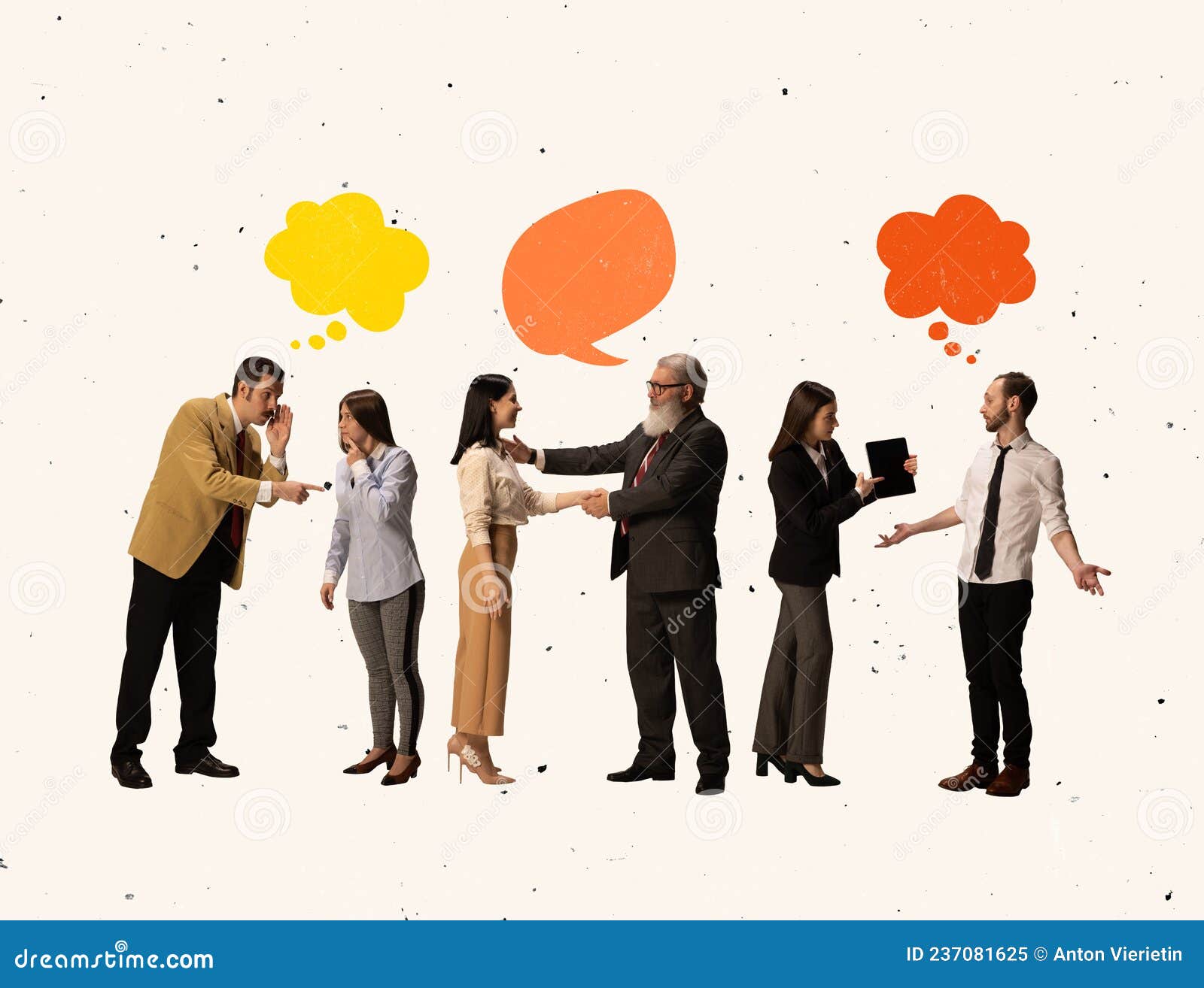 Creative Collage of Group of People Communicating, Having Business ...