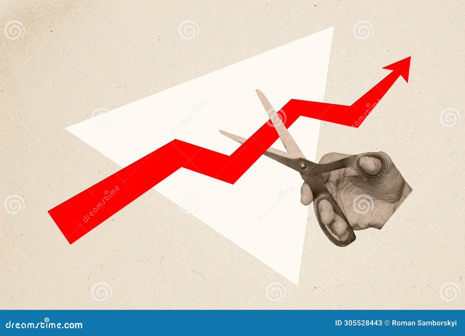 Creative Collage Hand Cutting Dynamic Arrow Progress Statistic Rise Up ...