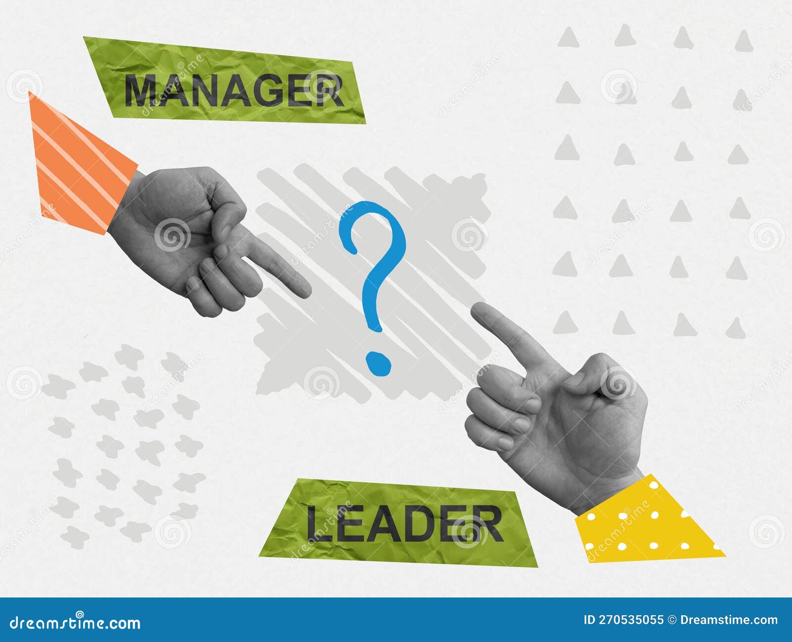 Creative Collage with Hands about Leader Vs Manager. Stock Image ...