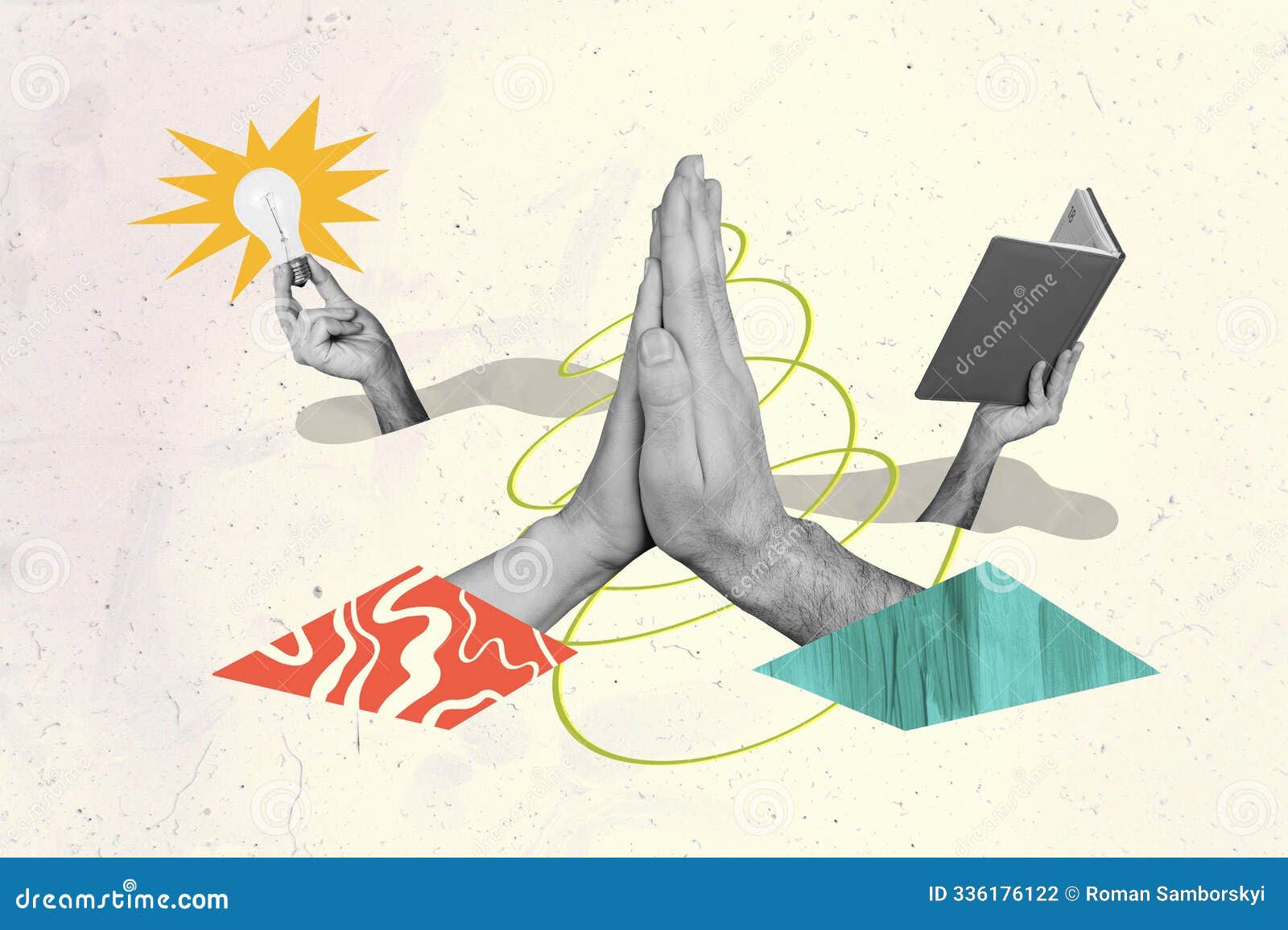 Creative Collage Human Hands Palms High Five Cooperation Unity Trust ...