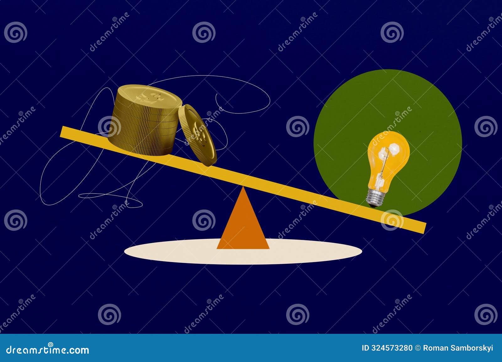 Creative Collage Image Golden Coins Stack Money Weight Balance Idea ...