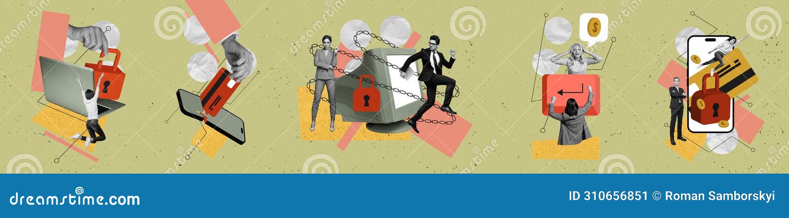 Creative Collage Image of Password Privacy Safety Computer Code ...