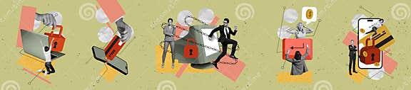Creative Collage Image of Password Privacy Safety Computer Code ...