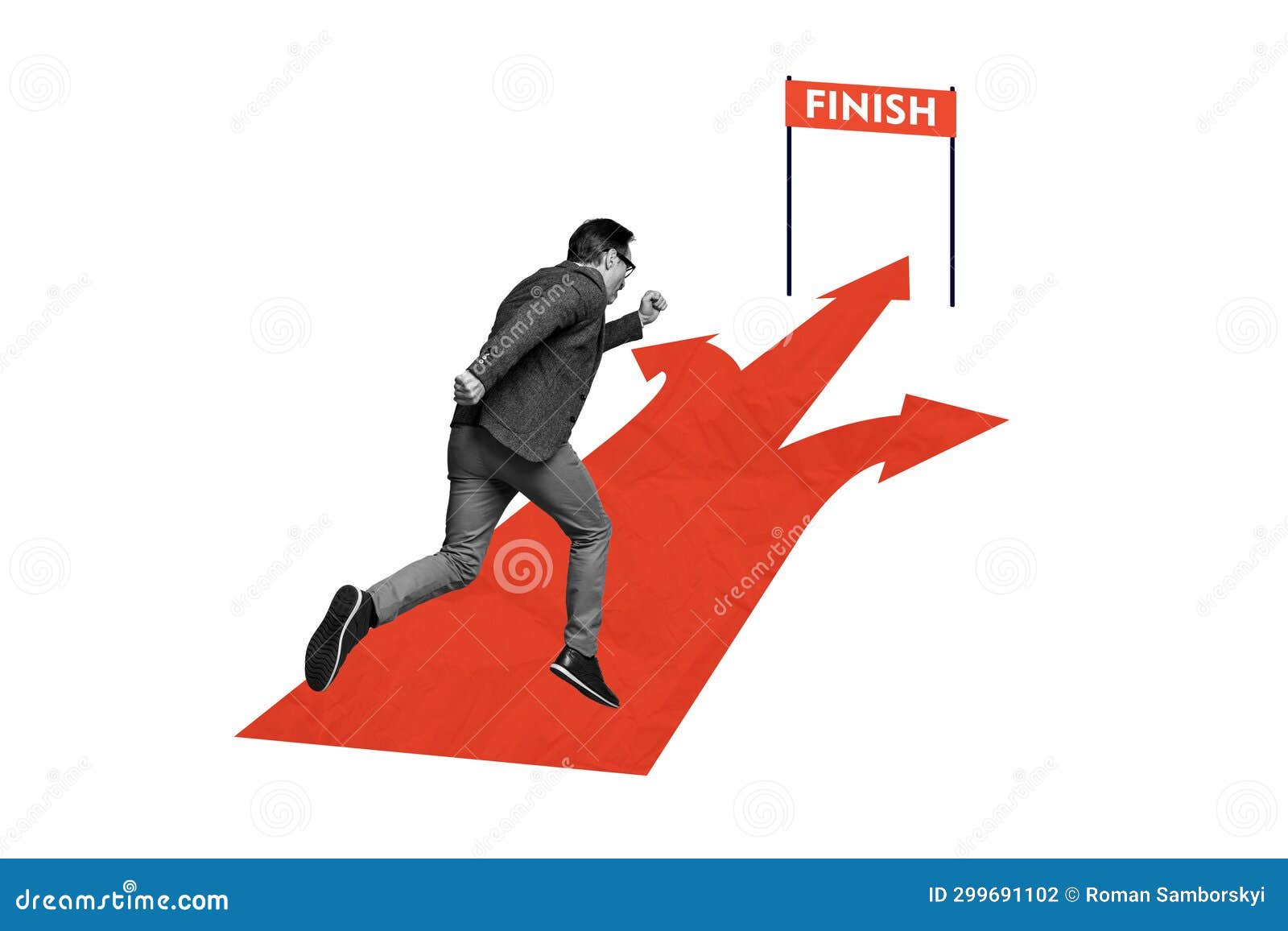 Creative Collage Image Poster of Determined Business Worker Run Fast ...
