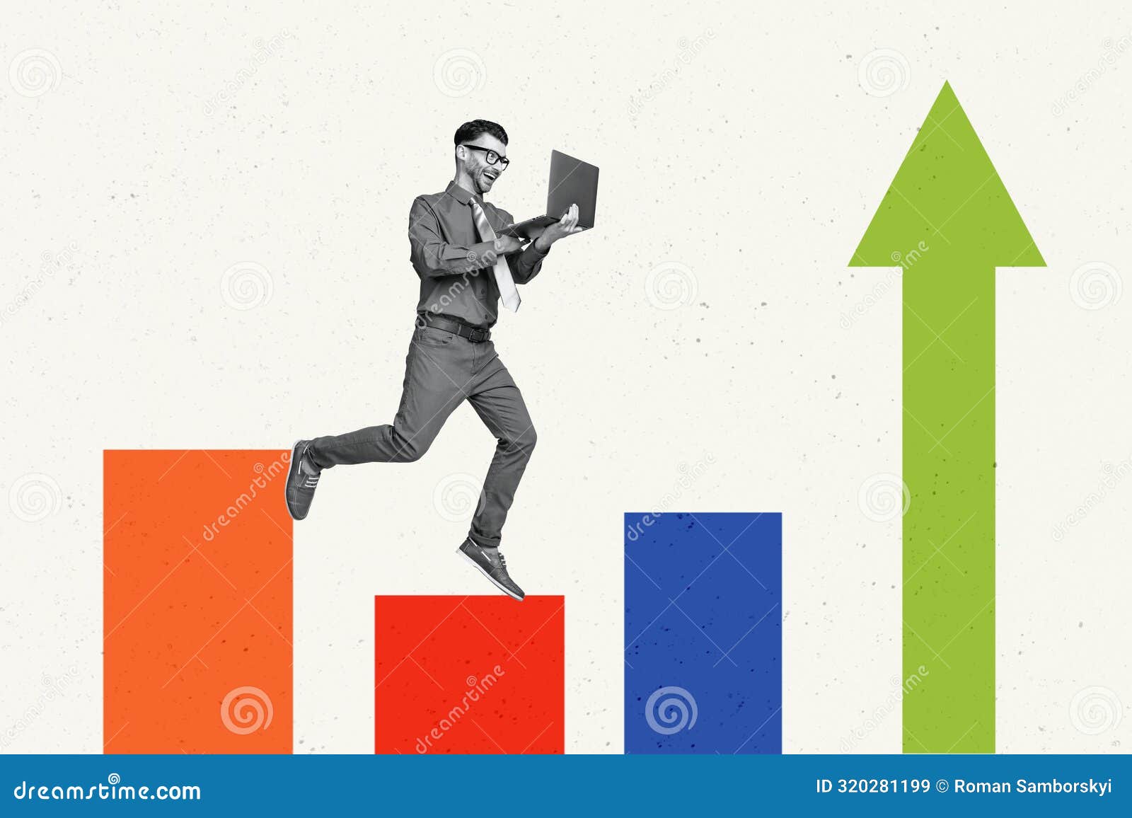 Creative Collage Image Young Man Leader Ambitious Positive Stats Growth ... Creative Collage Image Young Man Leader Ambitious Positive Stats Growth ...