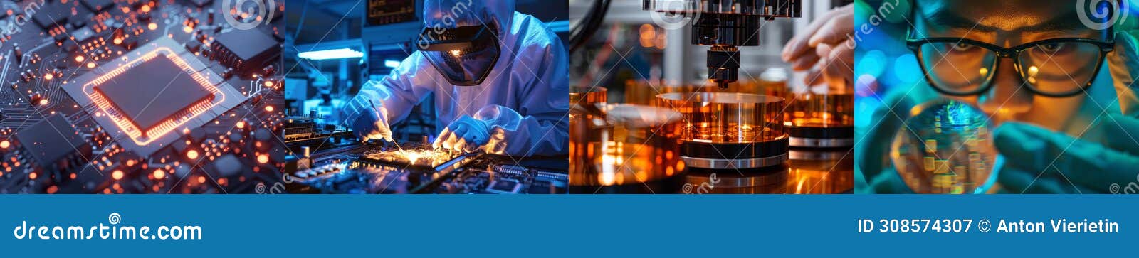 Creative Collage Made of Photos of Engineers and Circuit Boards ...