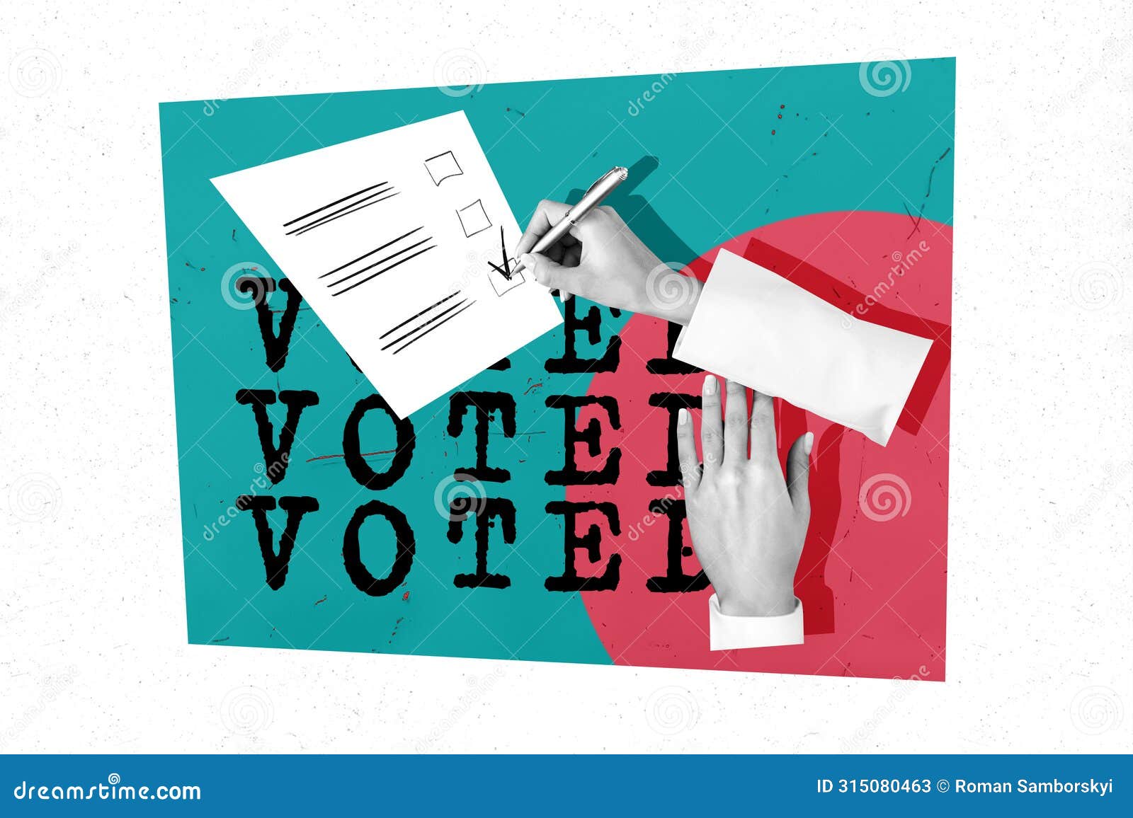 Creative Collage Picture Human Hands Writing Down Check Tick Select ...